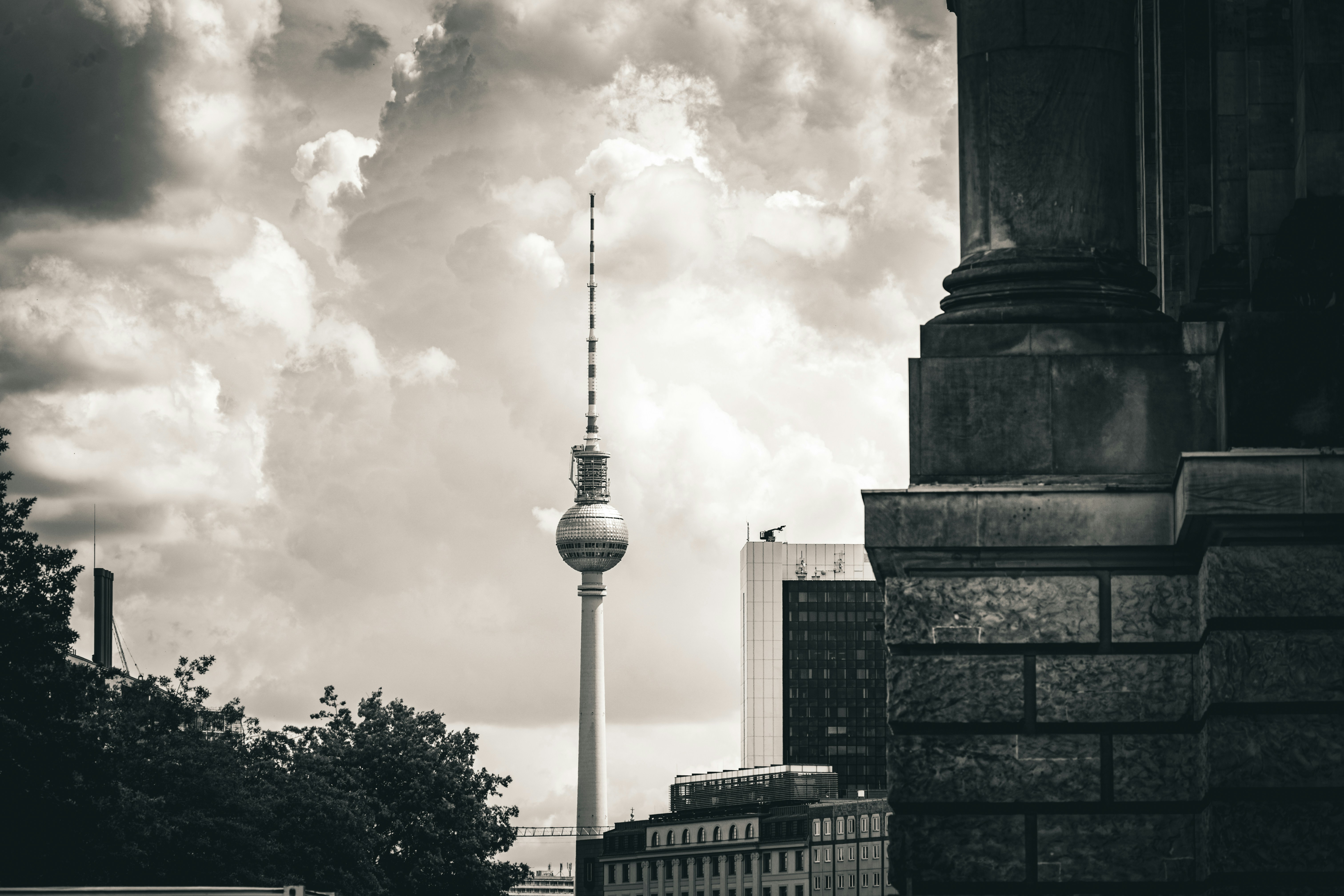 A Distant Spire Amid City Stones