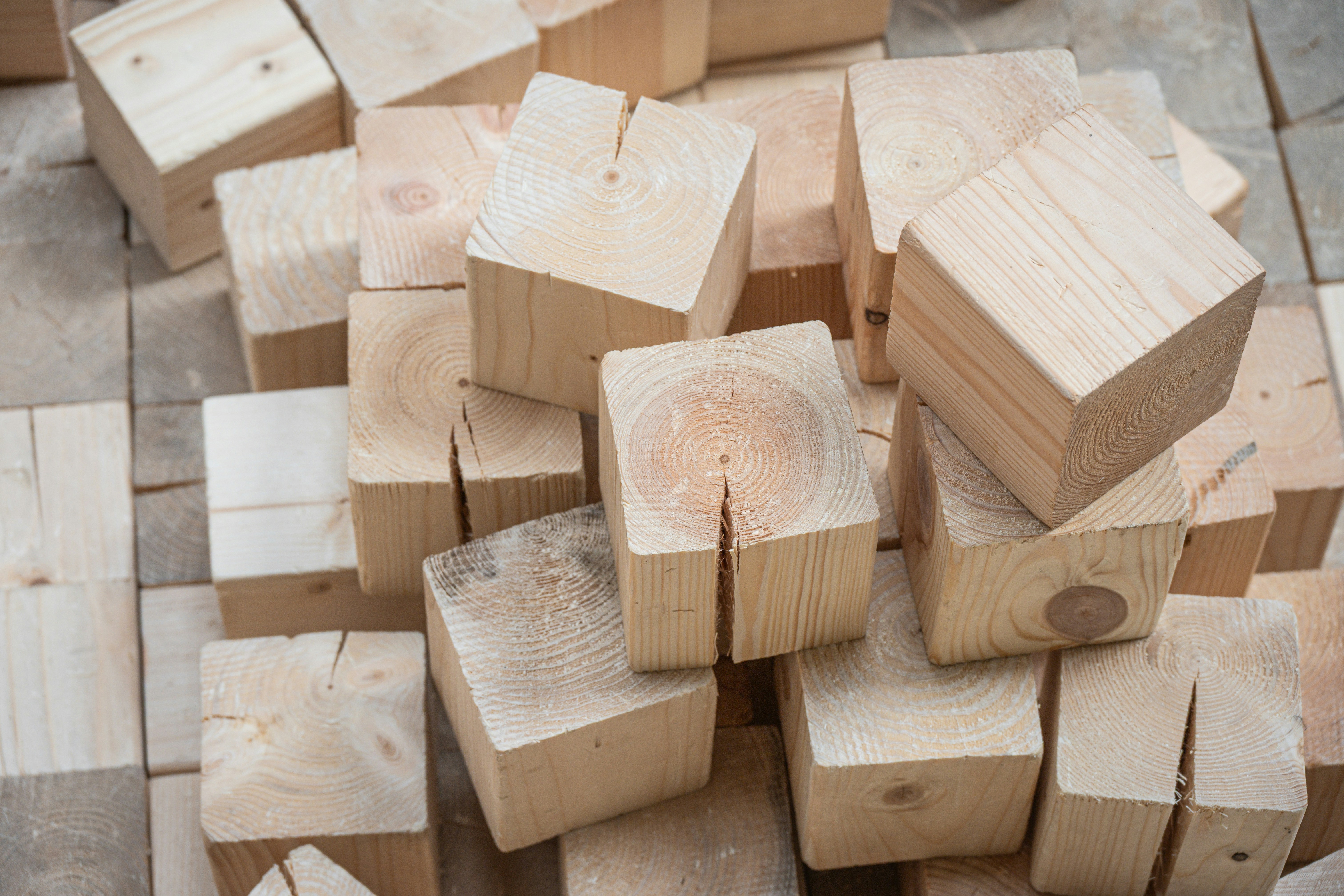 Stacked Cedar Cubes: A Rough-Texture Still Life of Timber