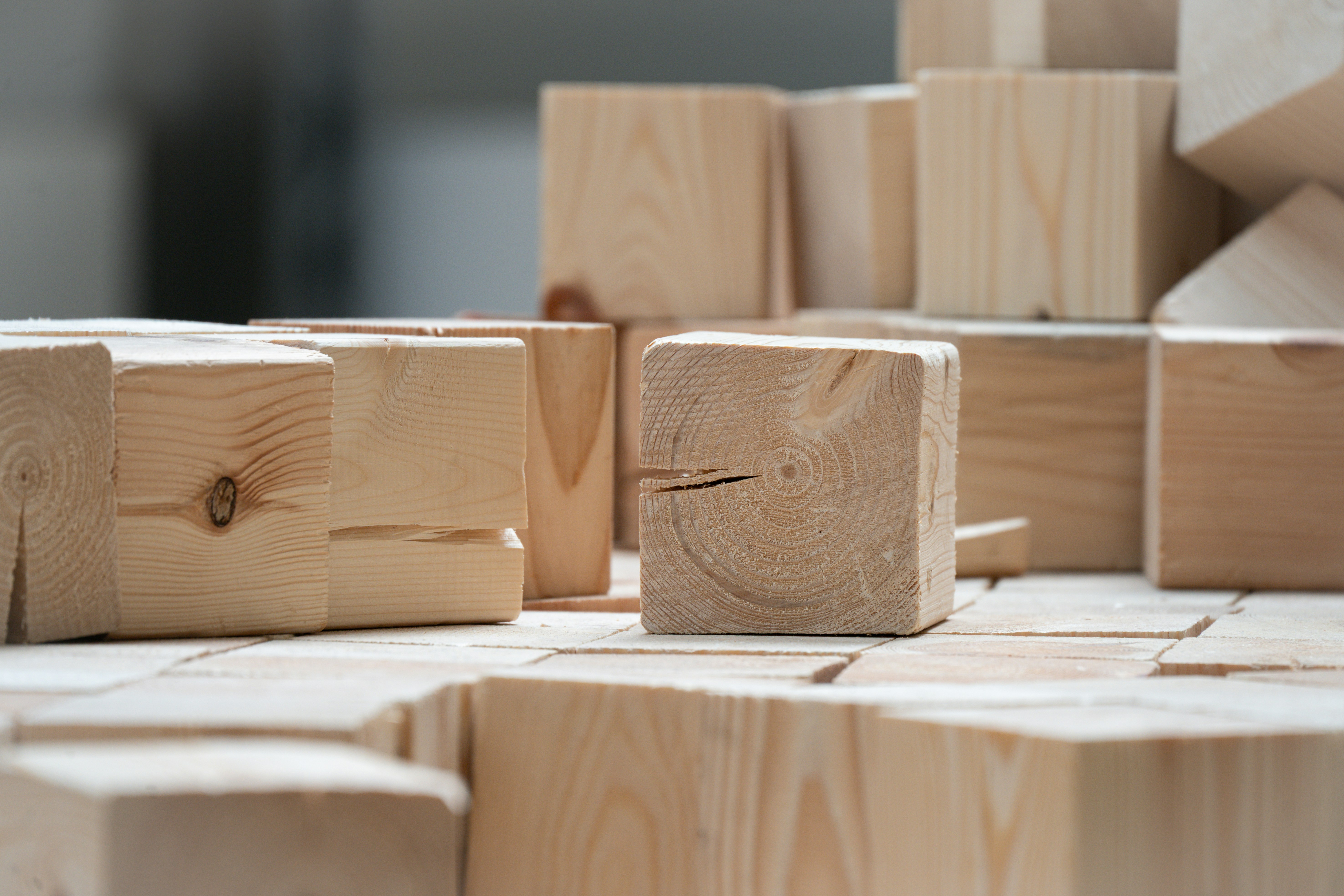 Lumber Mosaic: Close-Up of Interlocking Timber Blocks