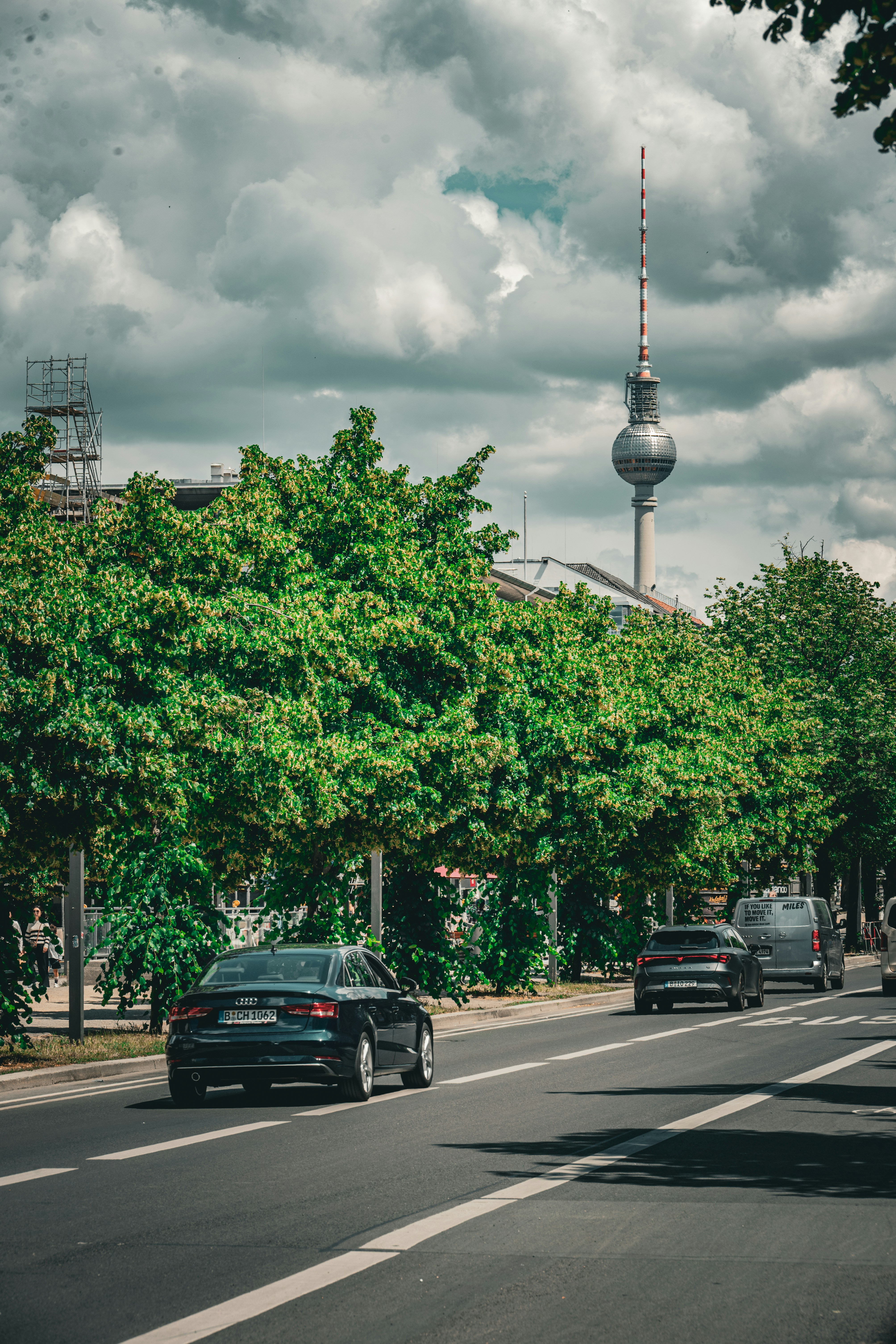 Urban Avenue under a Dramatic Sky