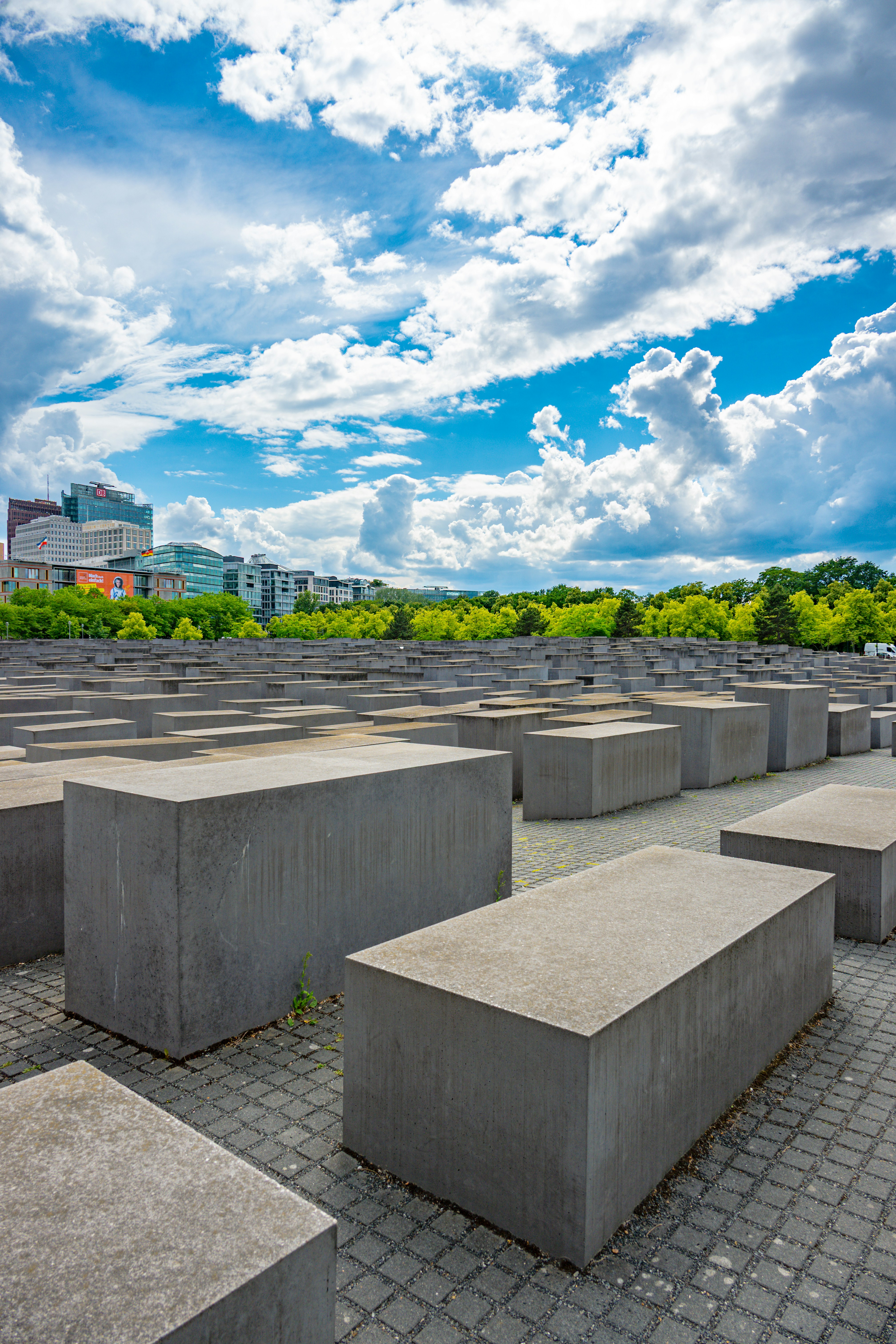 Solitary Blocks: Quiet Geometry Under a Luminous Sky