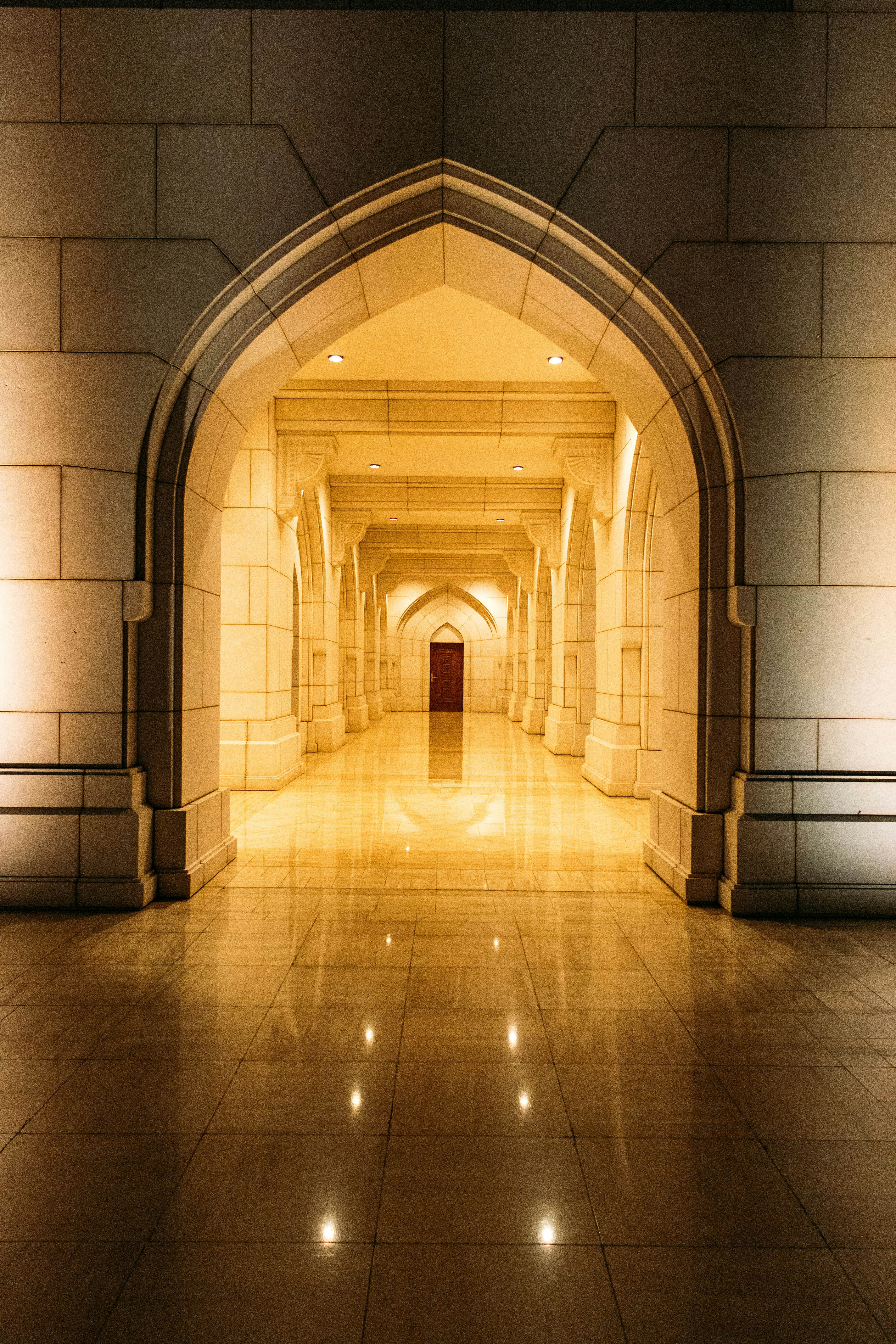 Archive Hallway: The Golden Arch Corridor Reaching Into Light