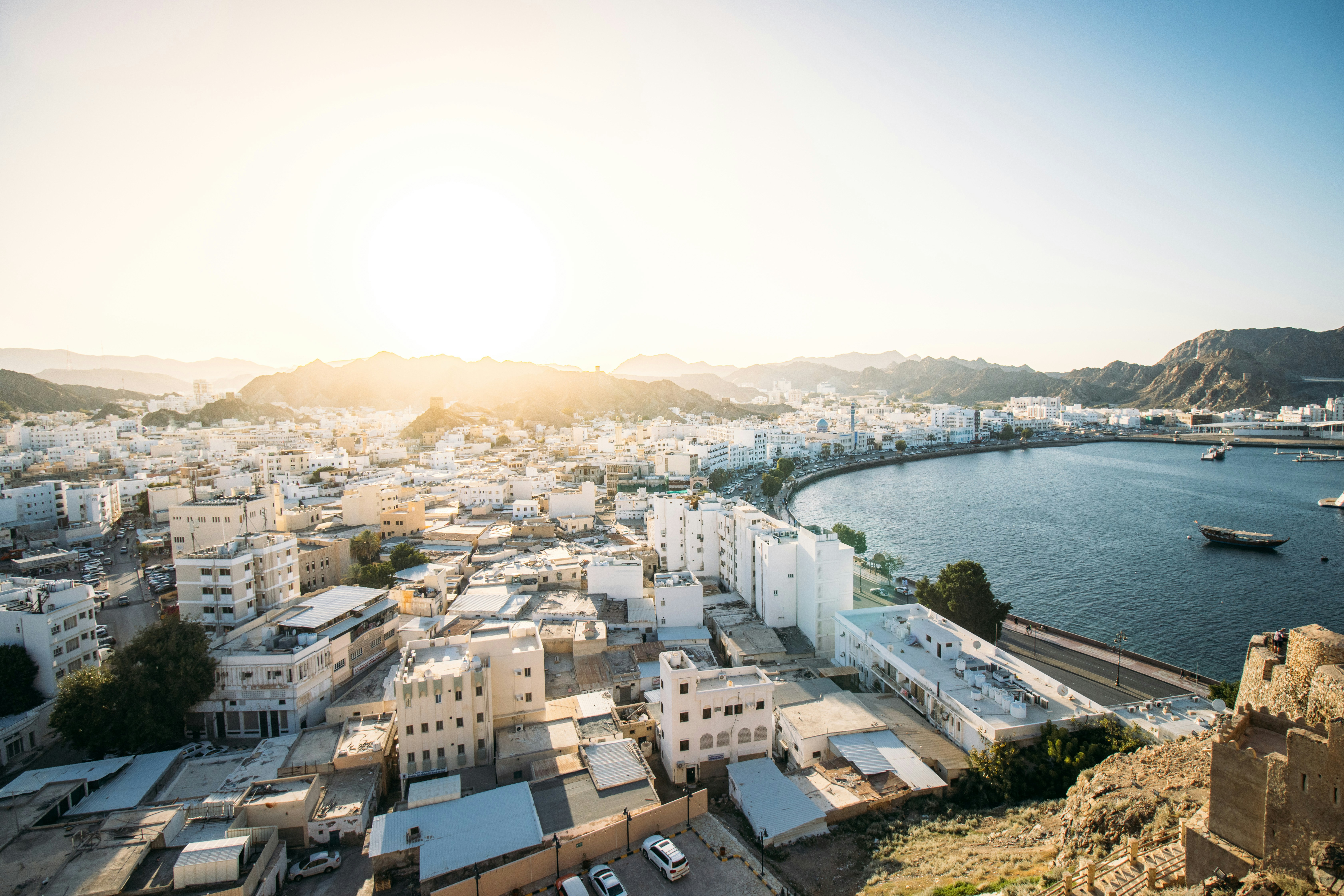 Harbor Dawn Over Whitewashed Streets