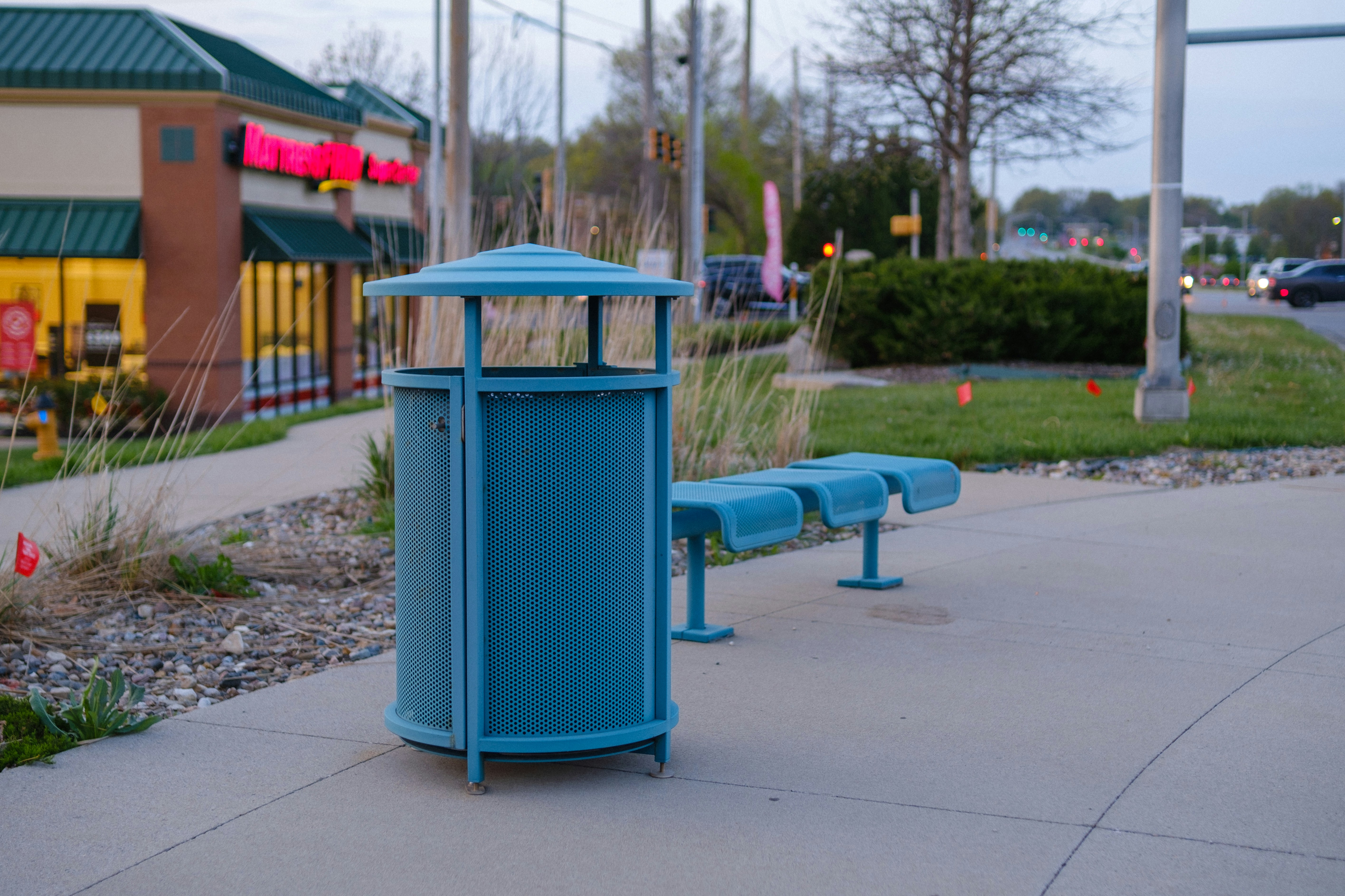 Blue Transit: A Quiet Moment by the Bus Stop