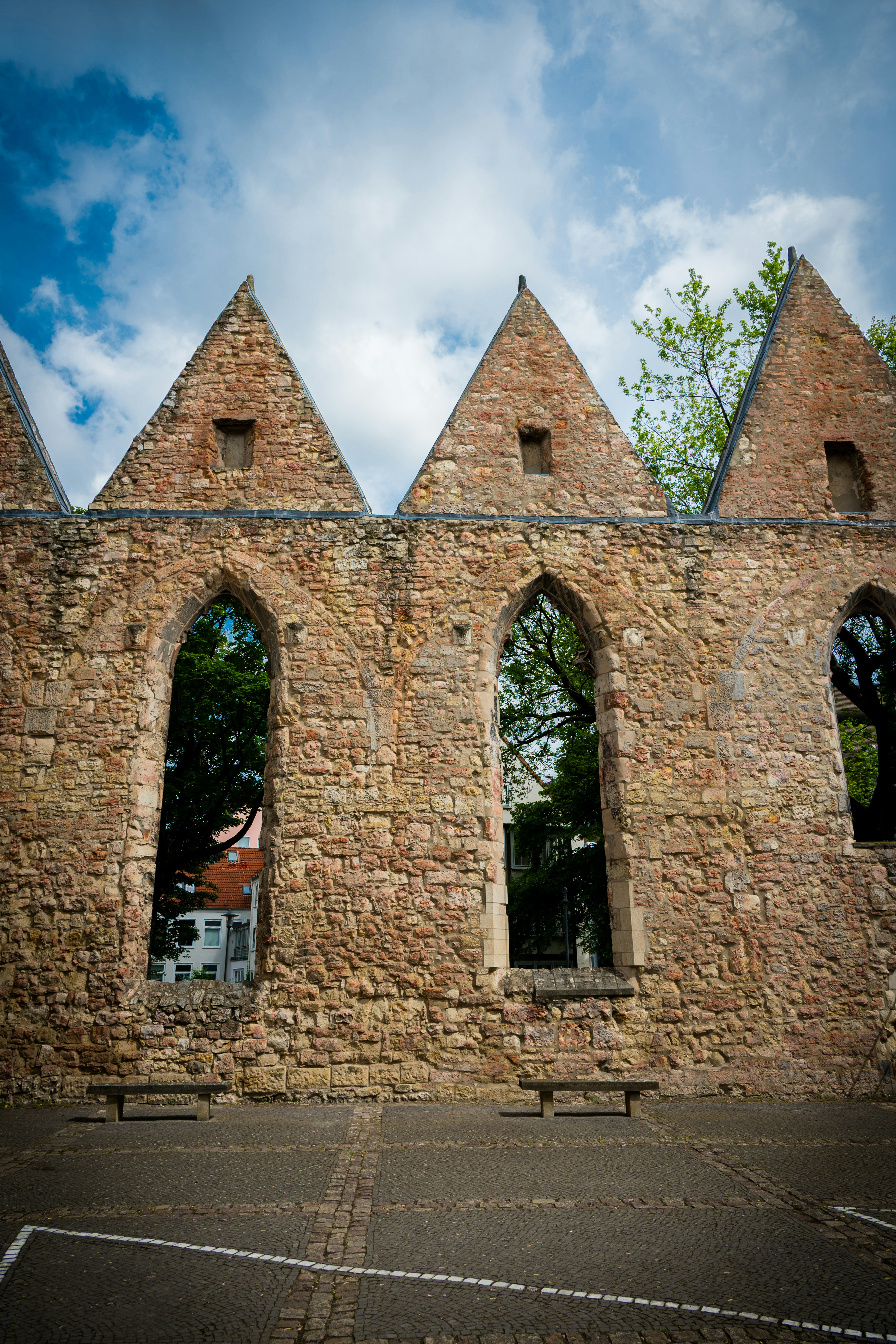 Ruined Gothic Arcades with Skyward Gable Peaks