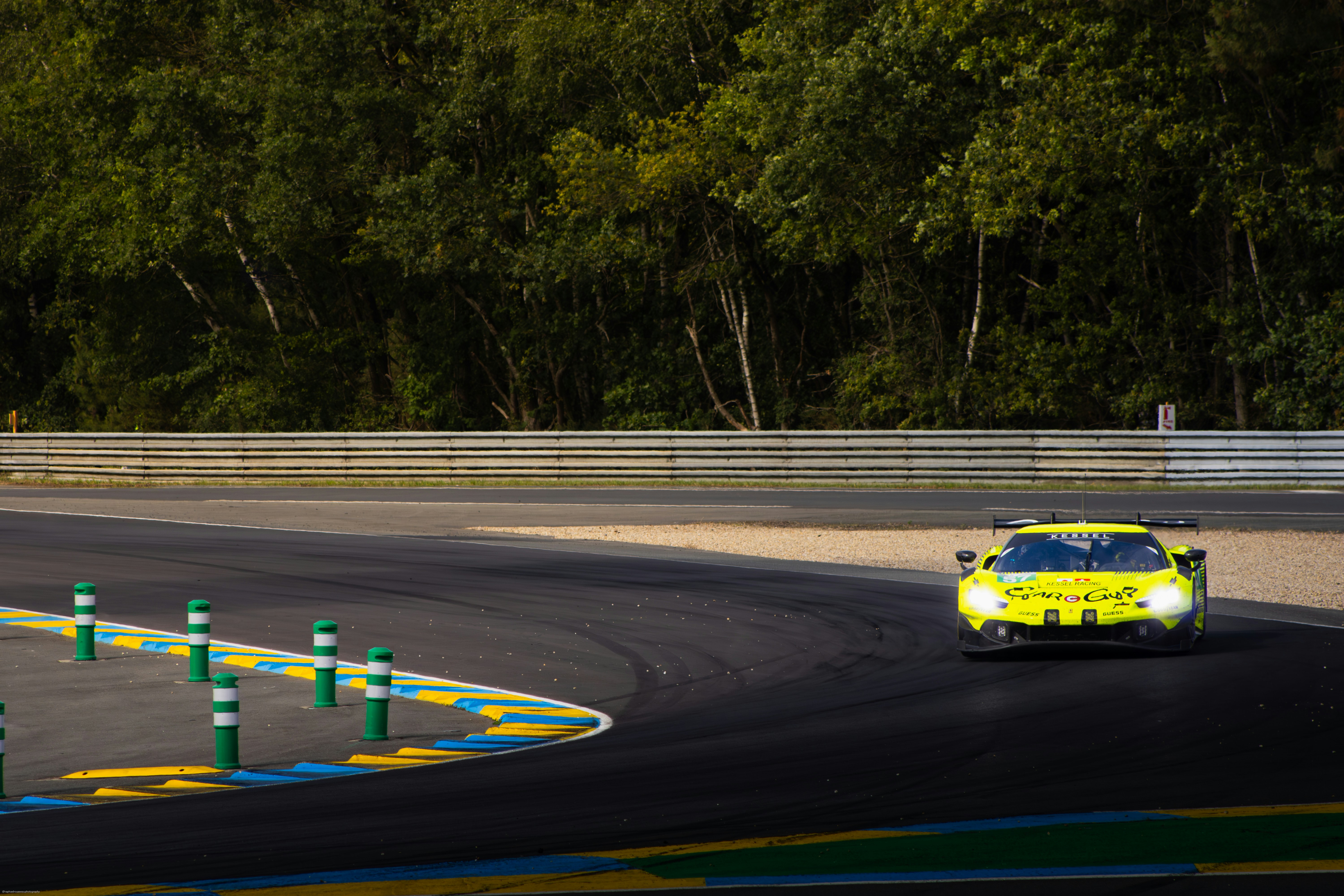 Yellow Ferrari-Sport Notes on a Curved Track