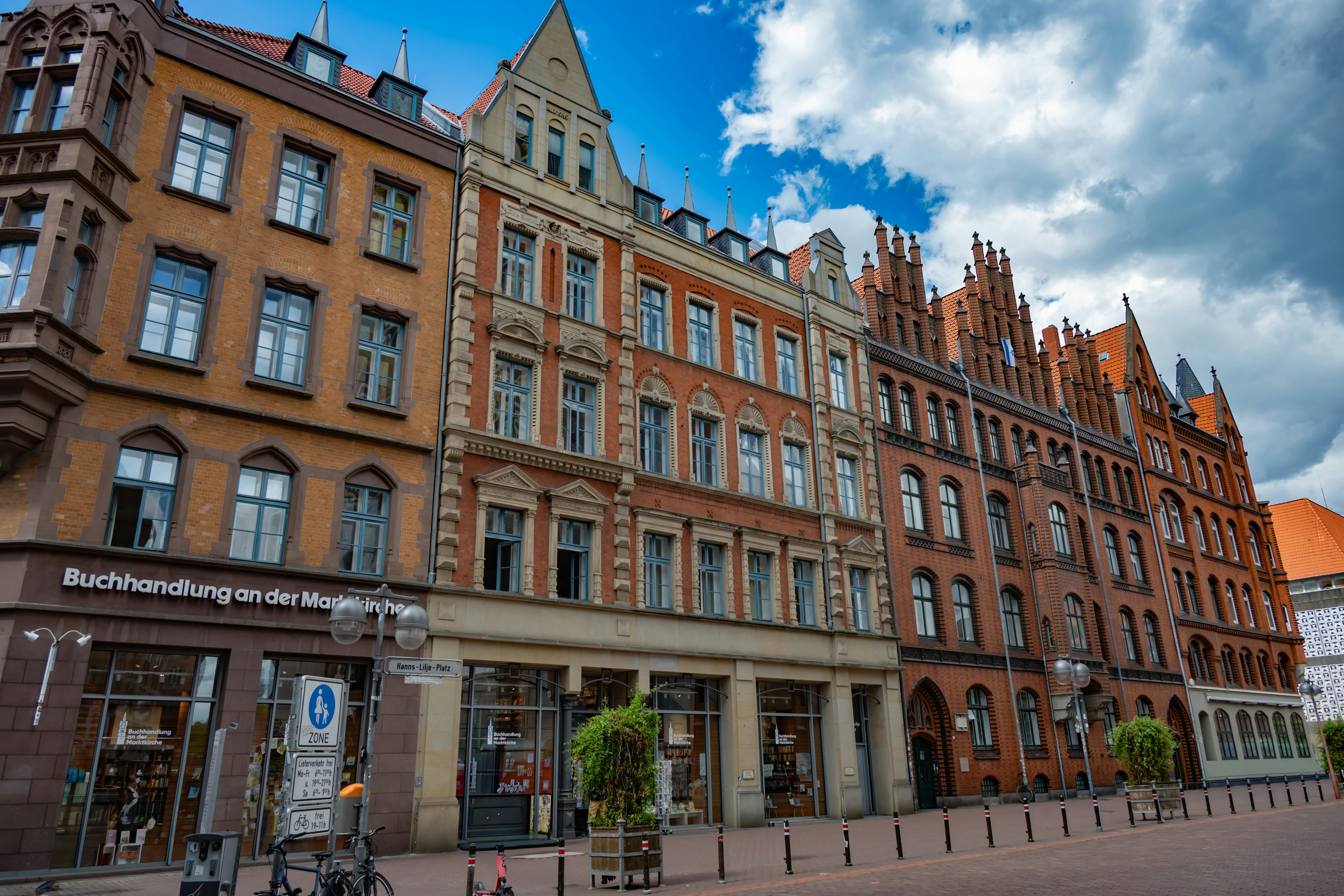 Row of Historic Townhouses on a Quiet European Street