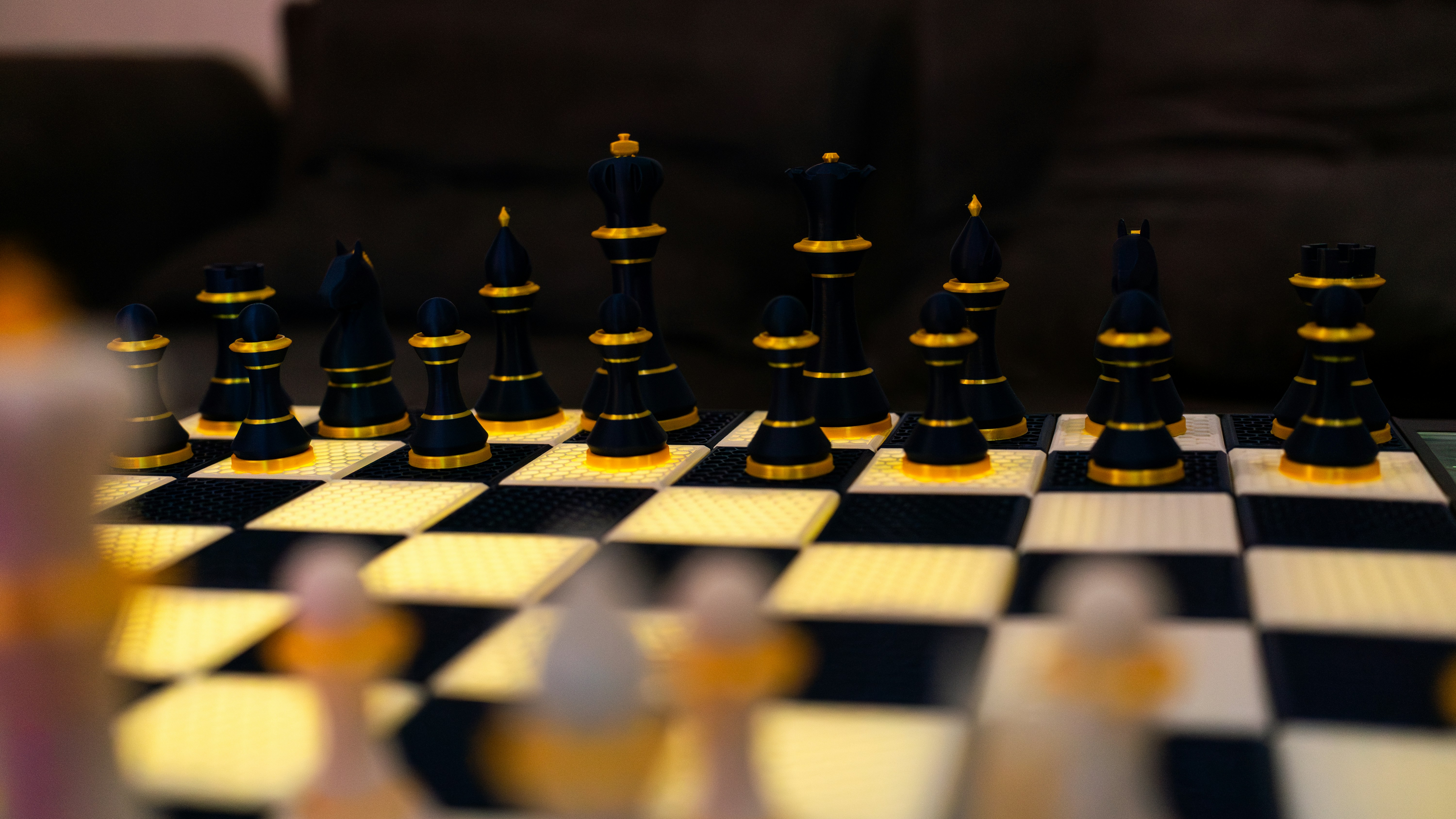 Chessboard in Focus: A Quiet Studio Moment with Ornate Set