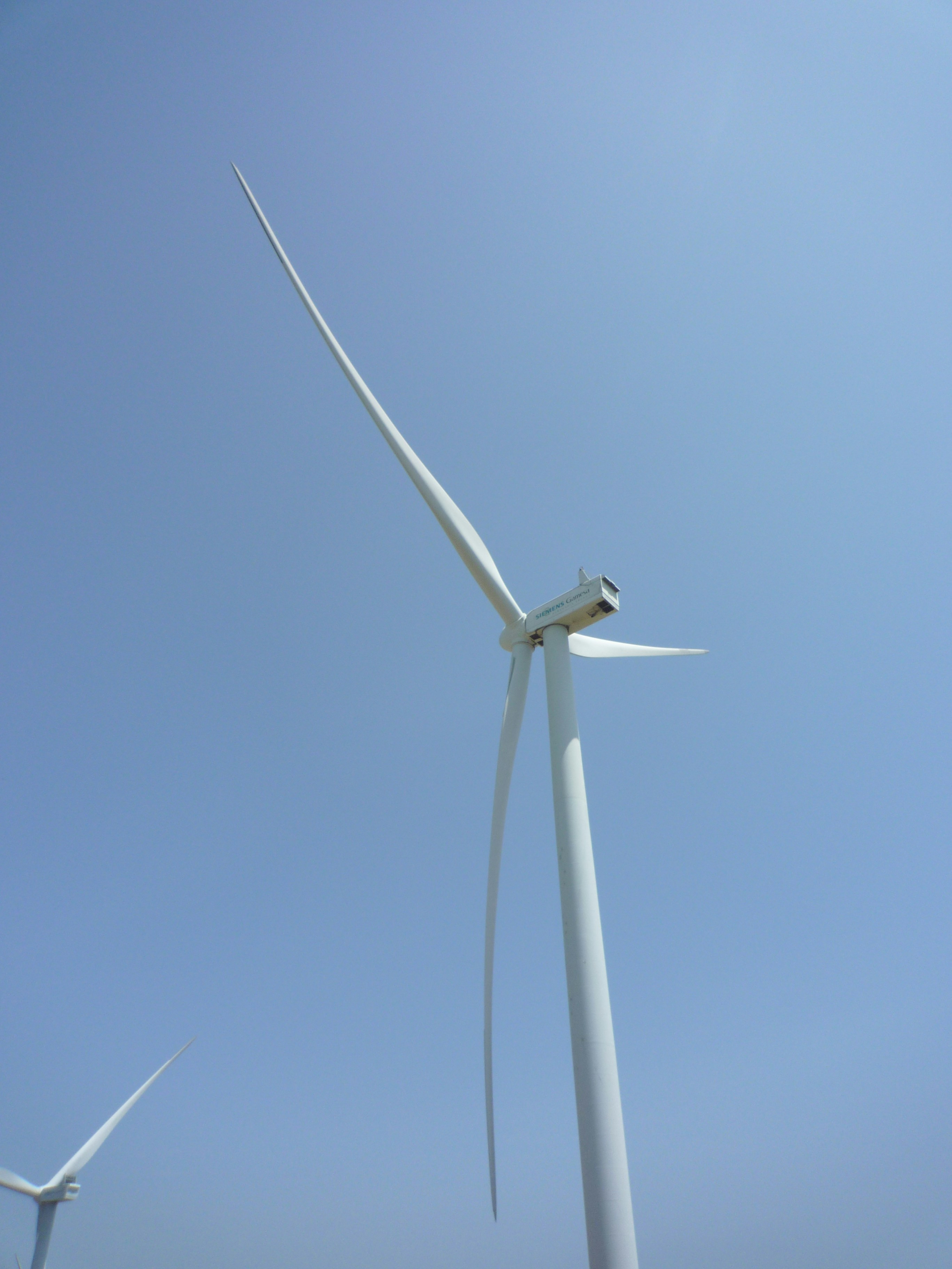 Azure Sky, Steady Giant: A Wind Turbine Reaching for the Horizon