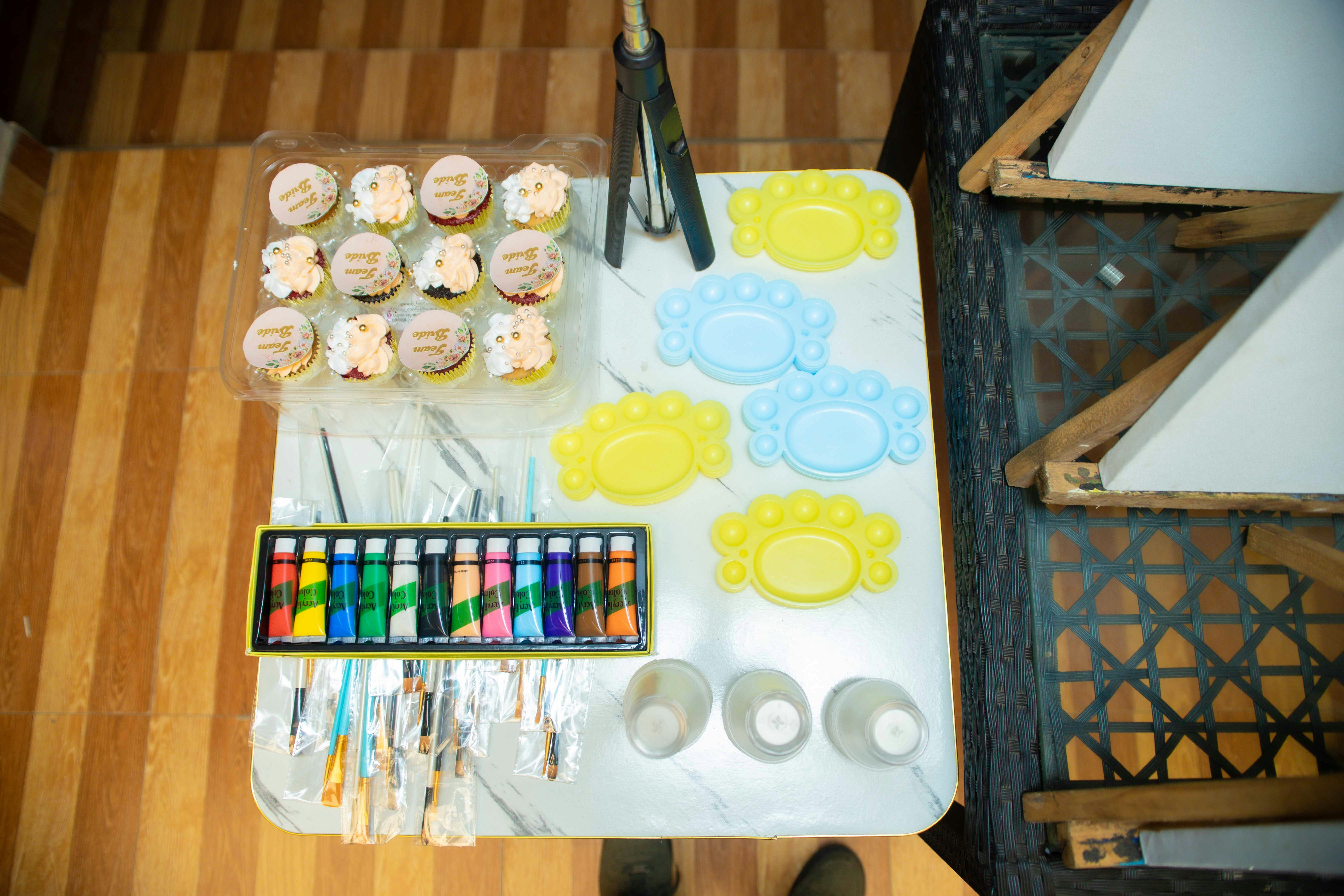 Workshop of Colors: Craft Supplies on a Lauan Table