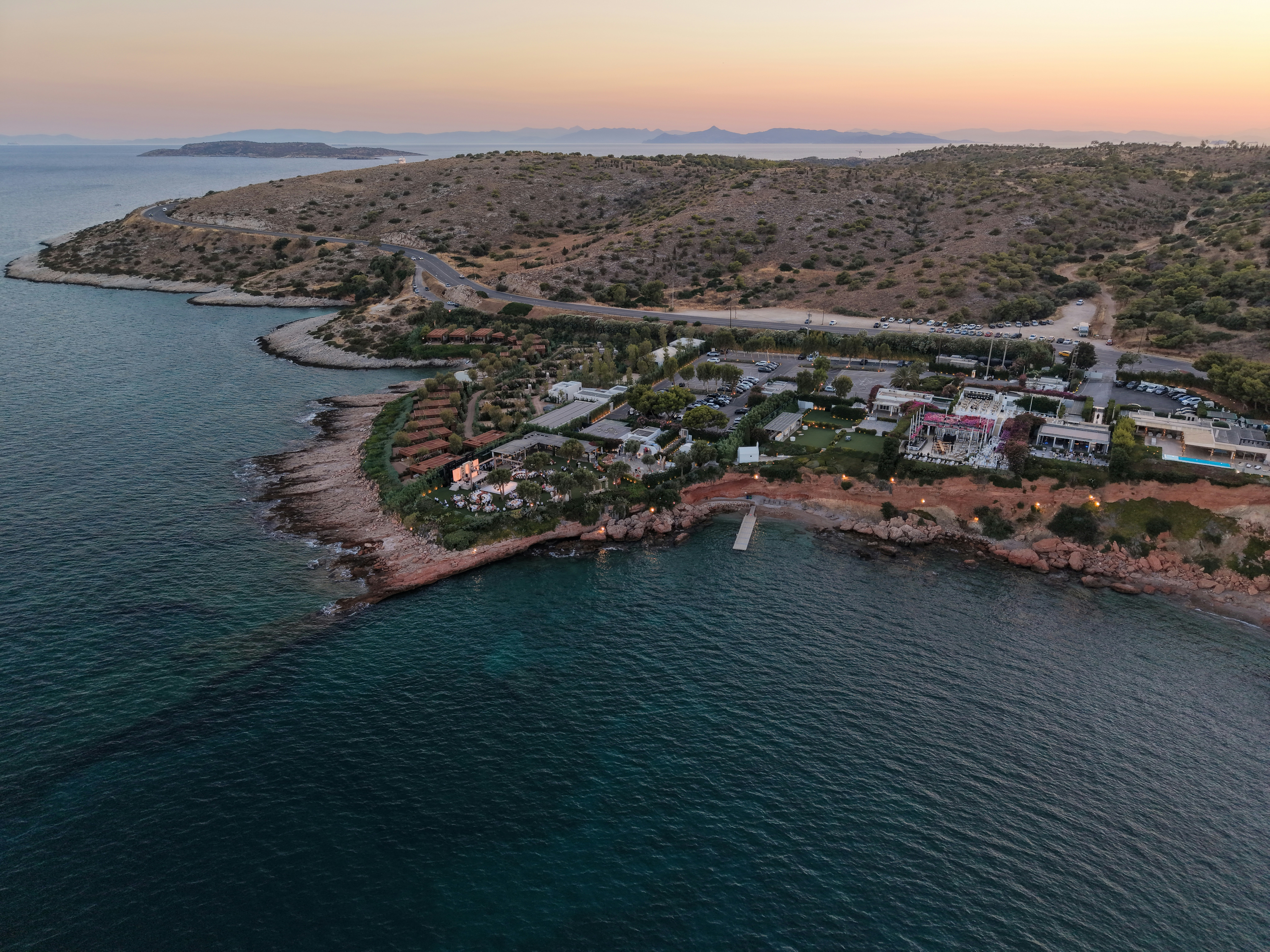 Coastal Peninsula Village at Sunset