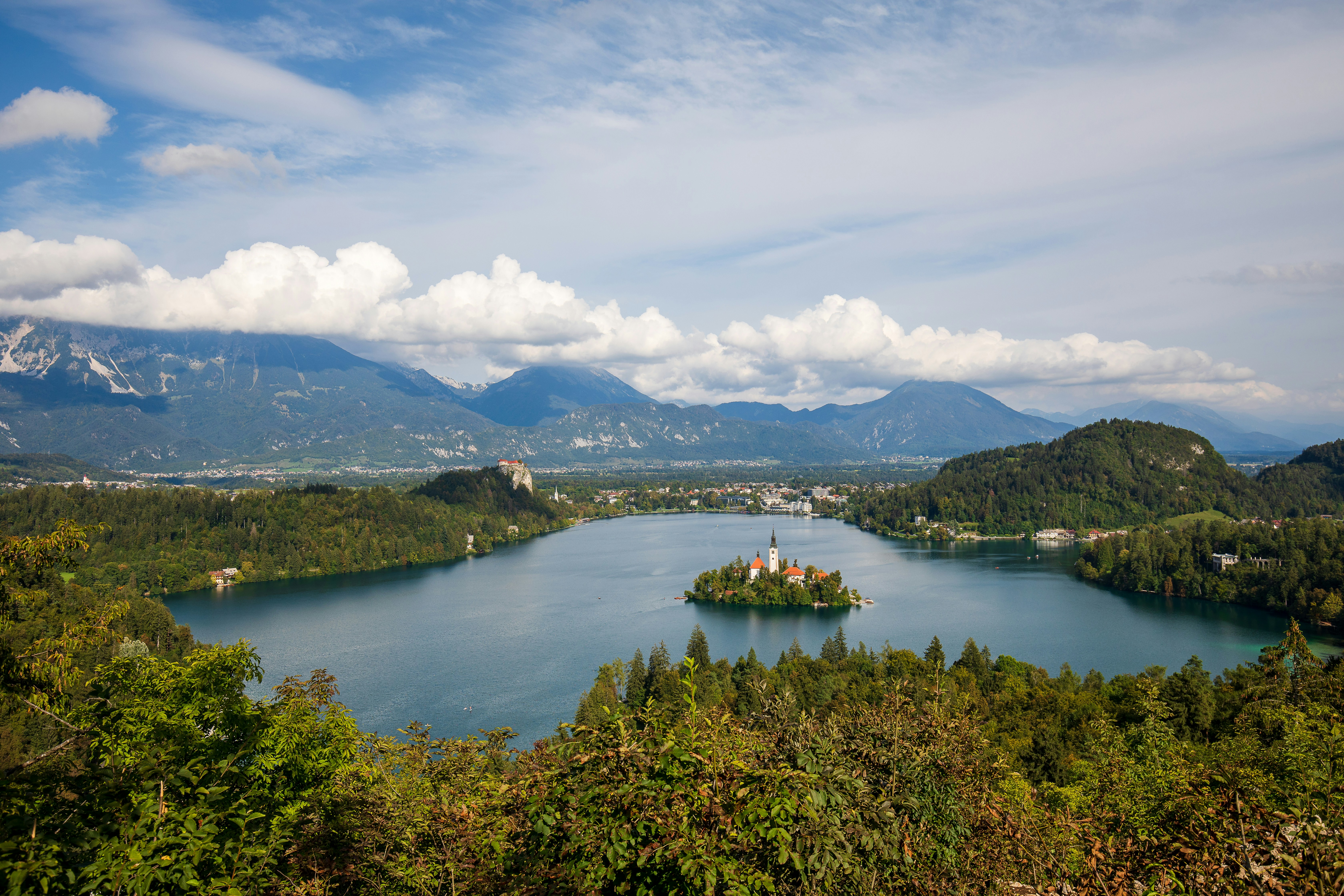 Isleta in the Calm Blue Ring: A Panoramic View over Lake and Surrounding Hills