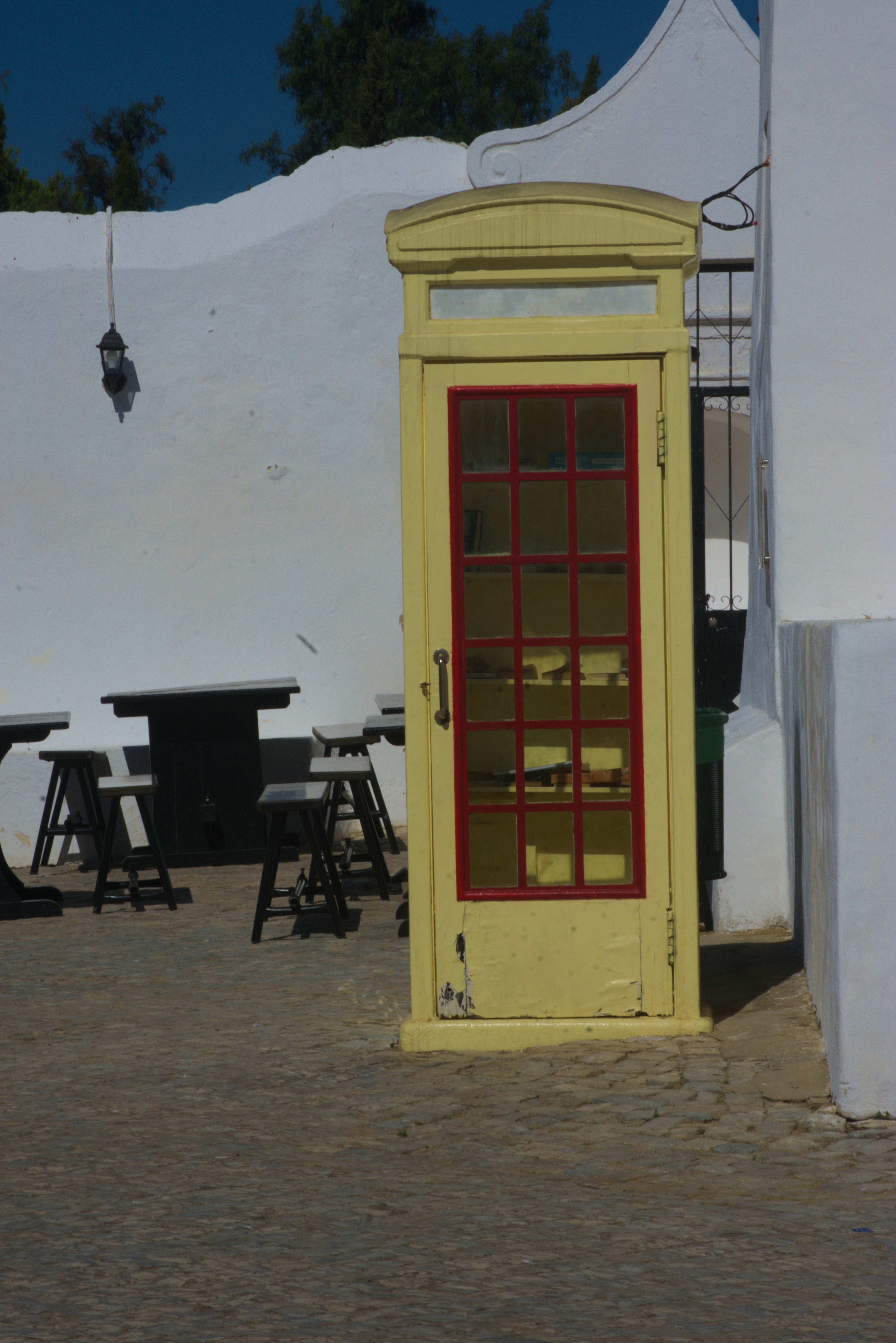 Yellow Doorway on a Whitewashed Street