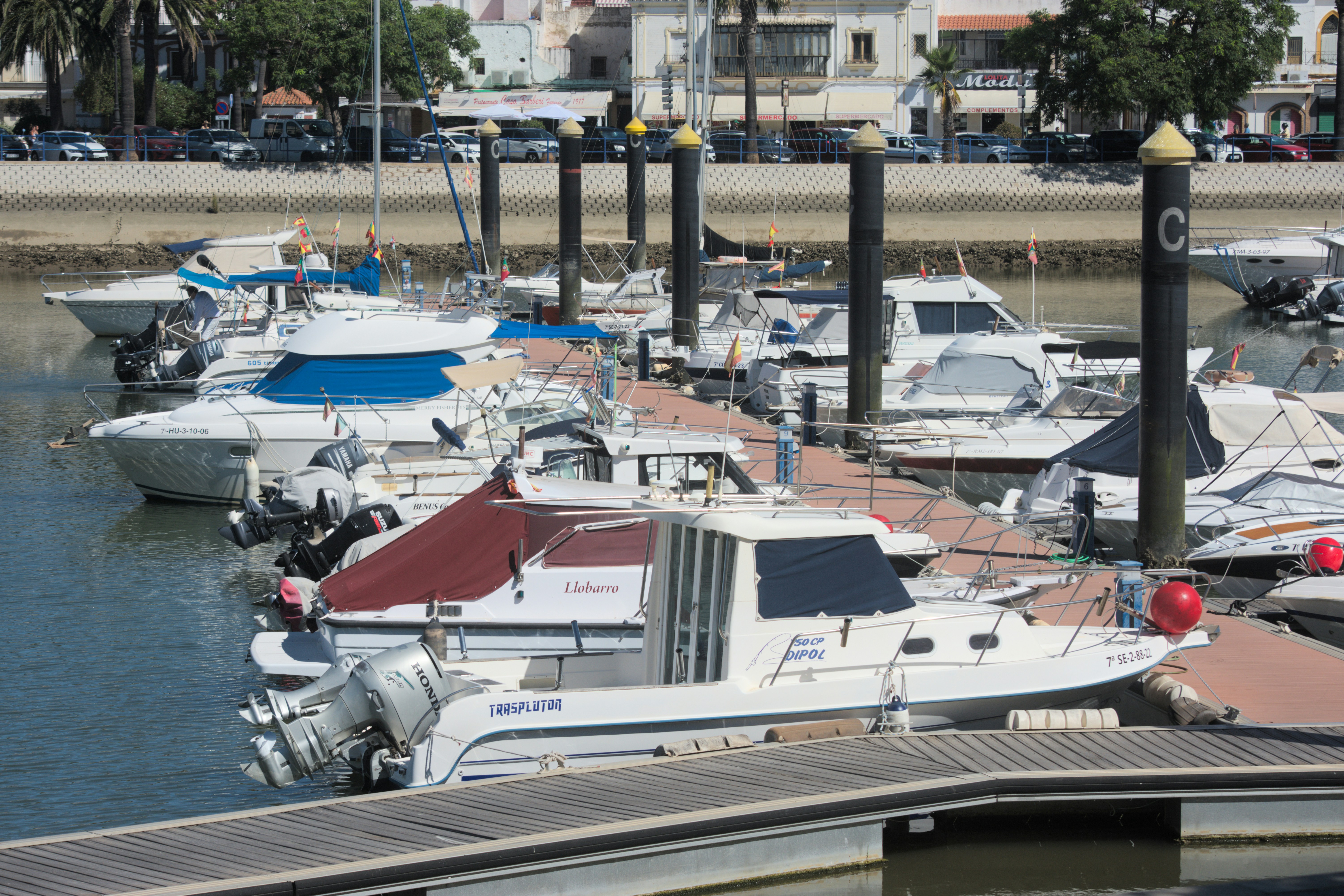 Marina Mosaic: Boats Docked Along a Sunny Waterfront