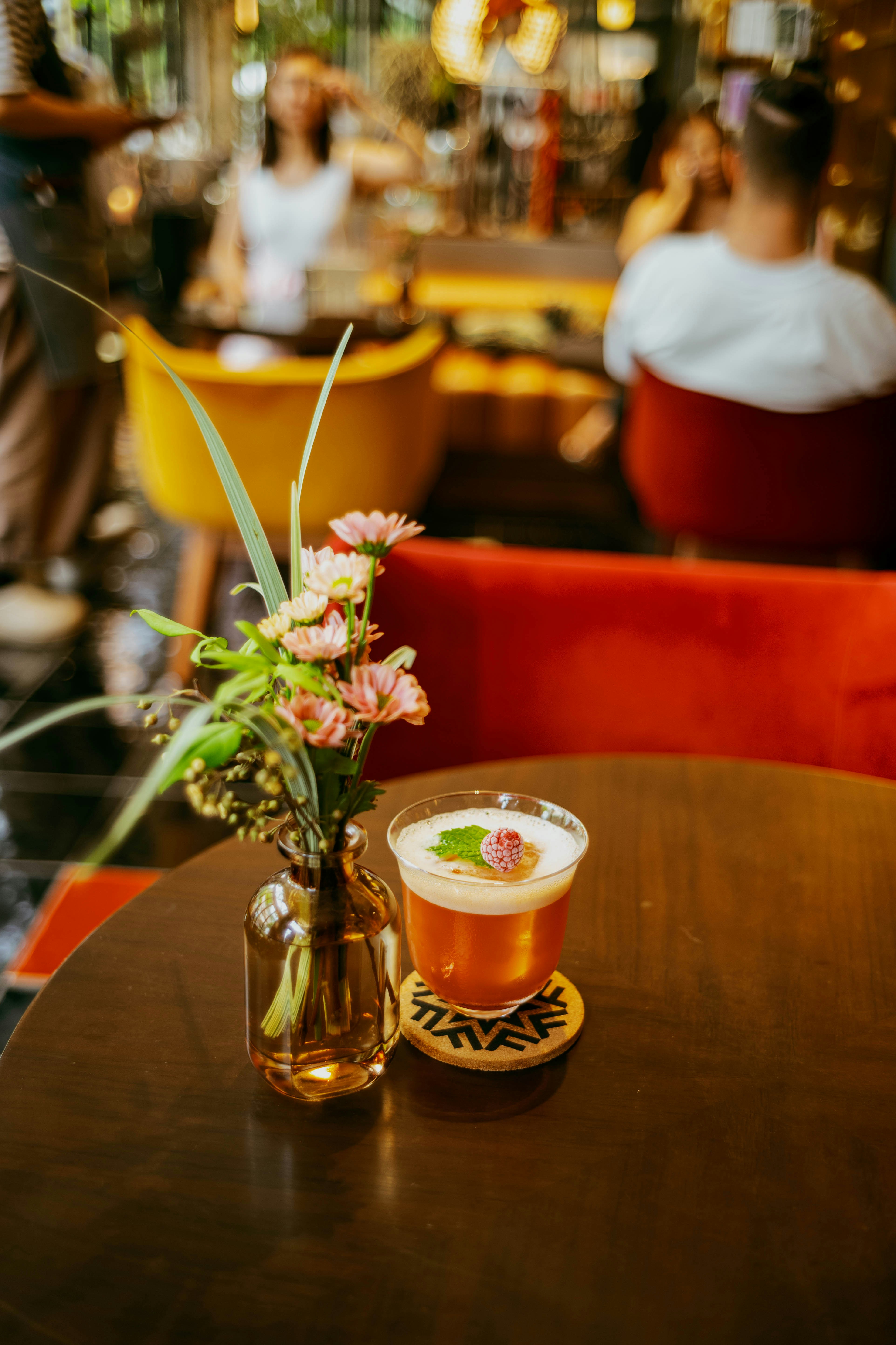 Amber Brew and Bloom: A Cozy Café Moment