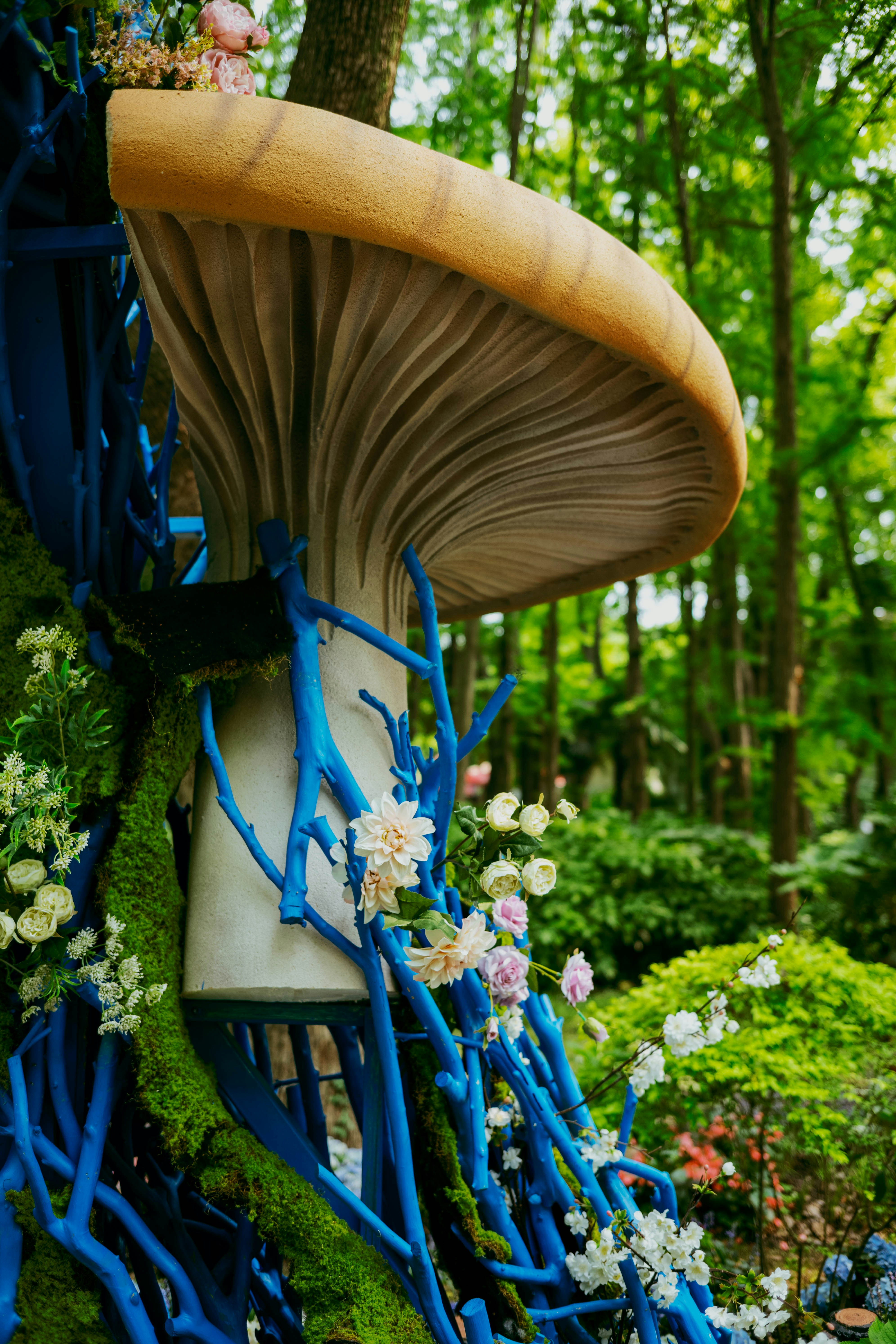 Blue Tendrils of a Giant Mushroom Cascade