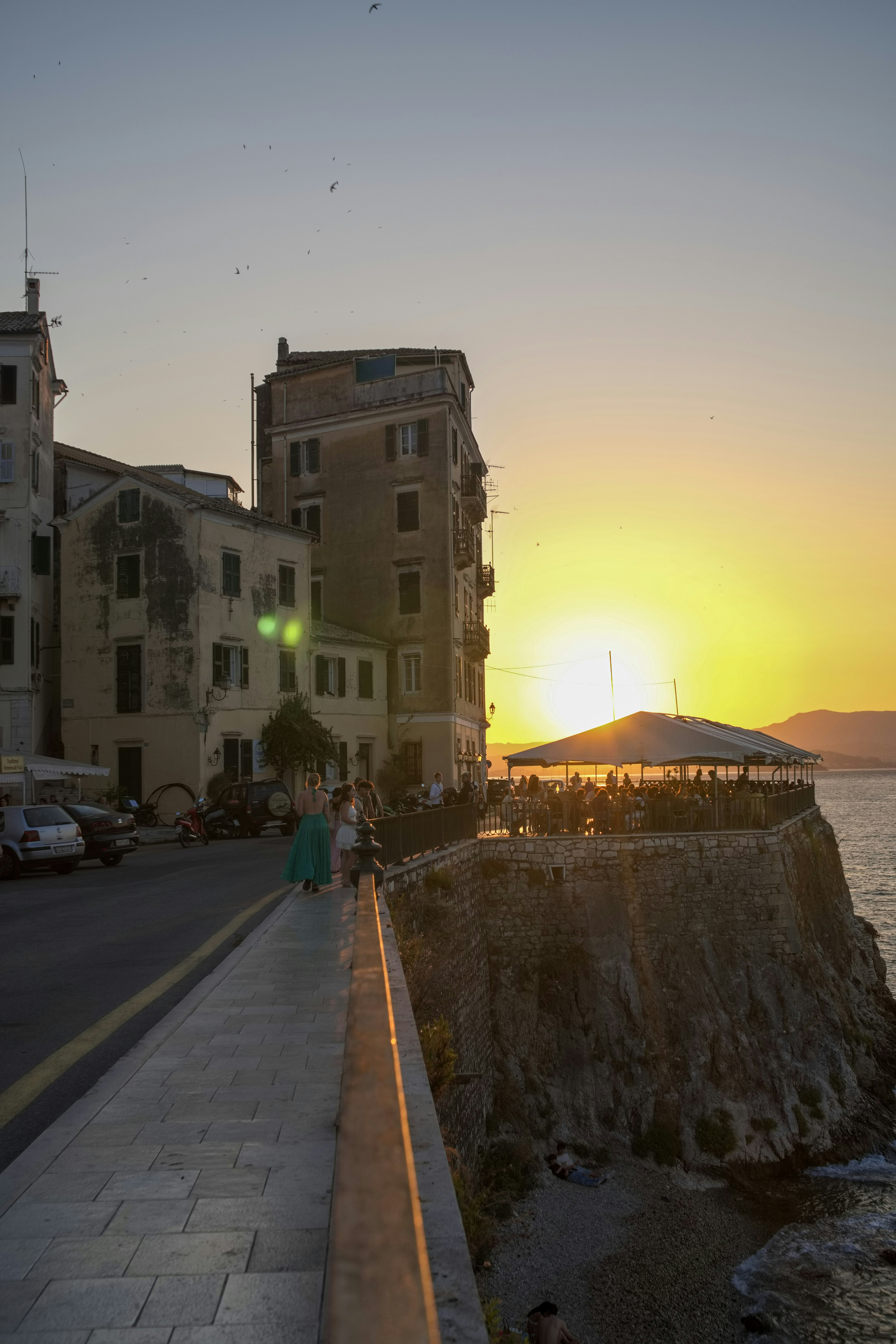 Sunlit Promenade Overlooking the Cliffside