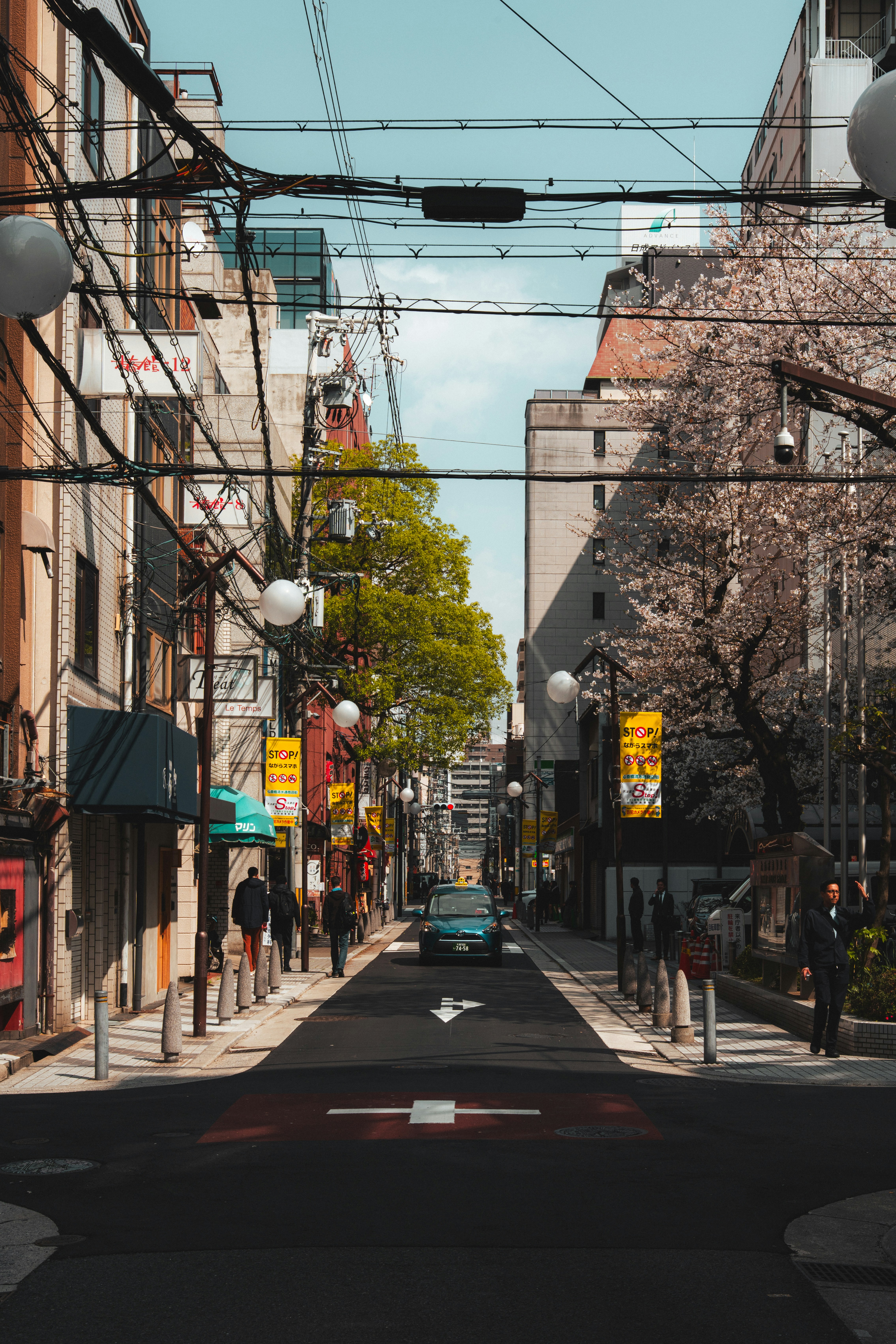 City Street Corridor: A Line of Sight Beneath Overhead Wires