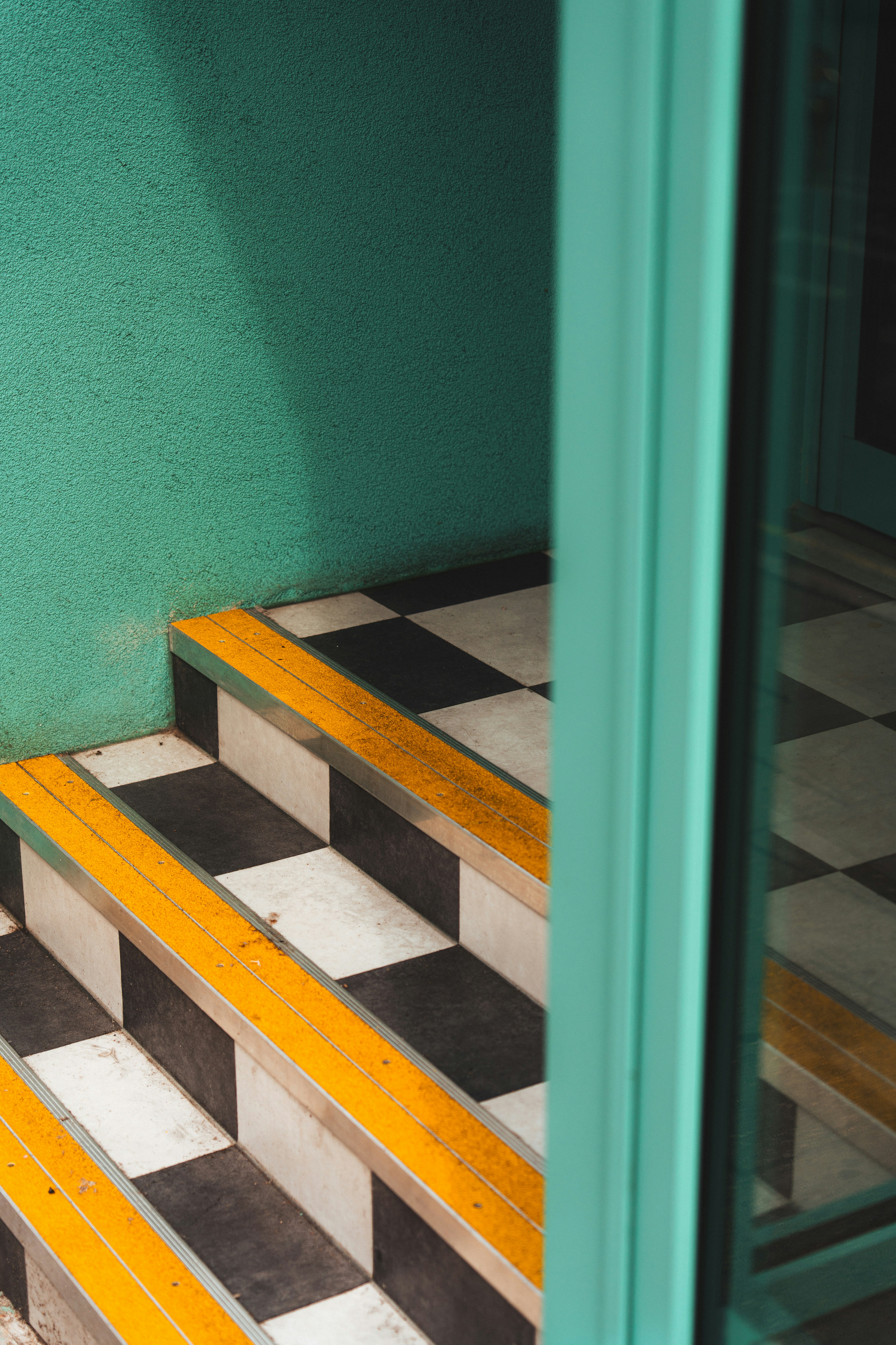 Emerald Steps: Neon Fragments of Color and Geometry
