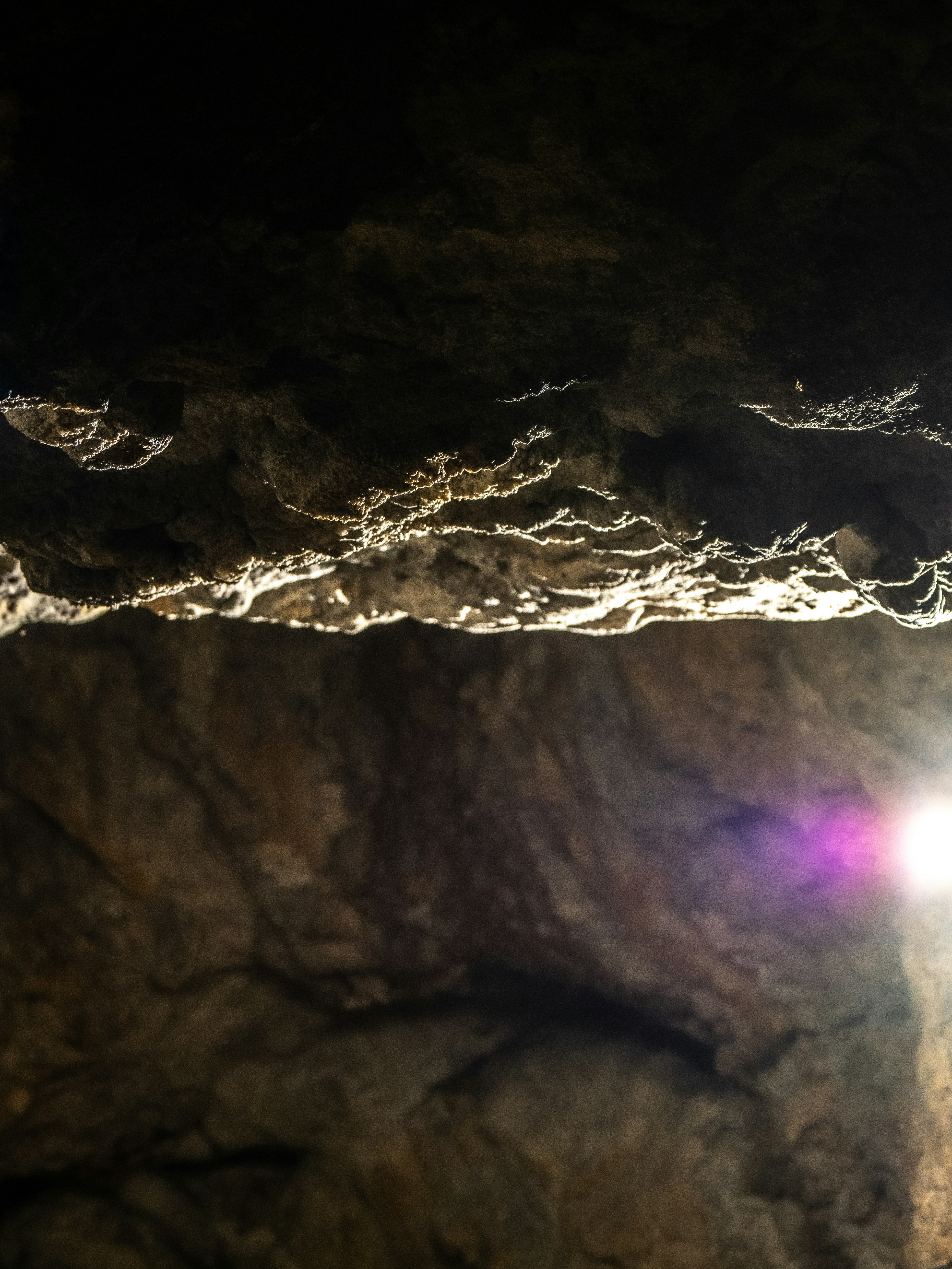 Glowing seam in a subterranean cave