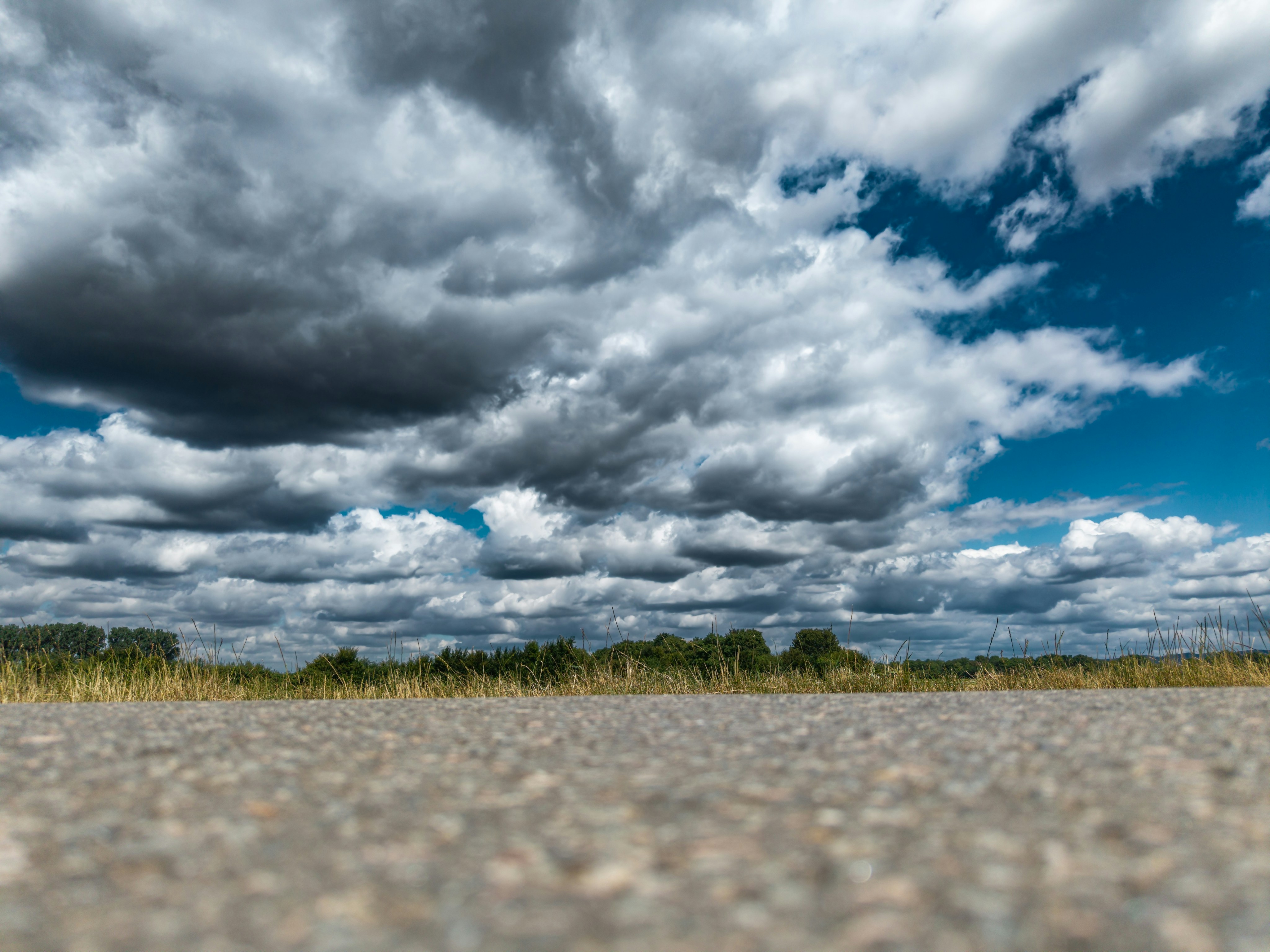 Low-Angle Horizon: A Quiet Field Under Dramatic Sky