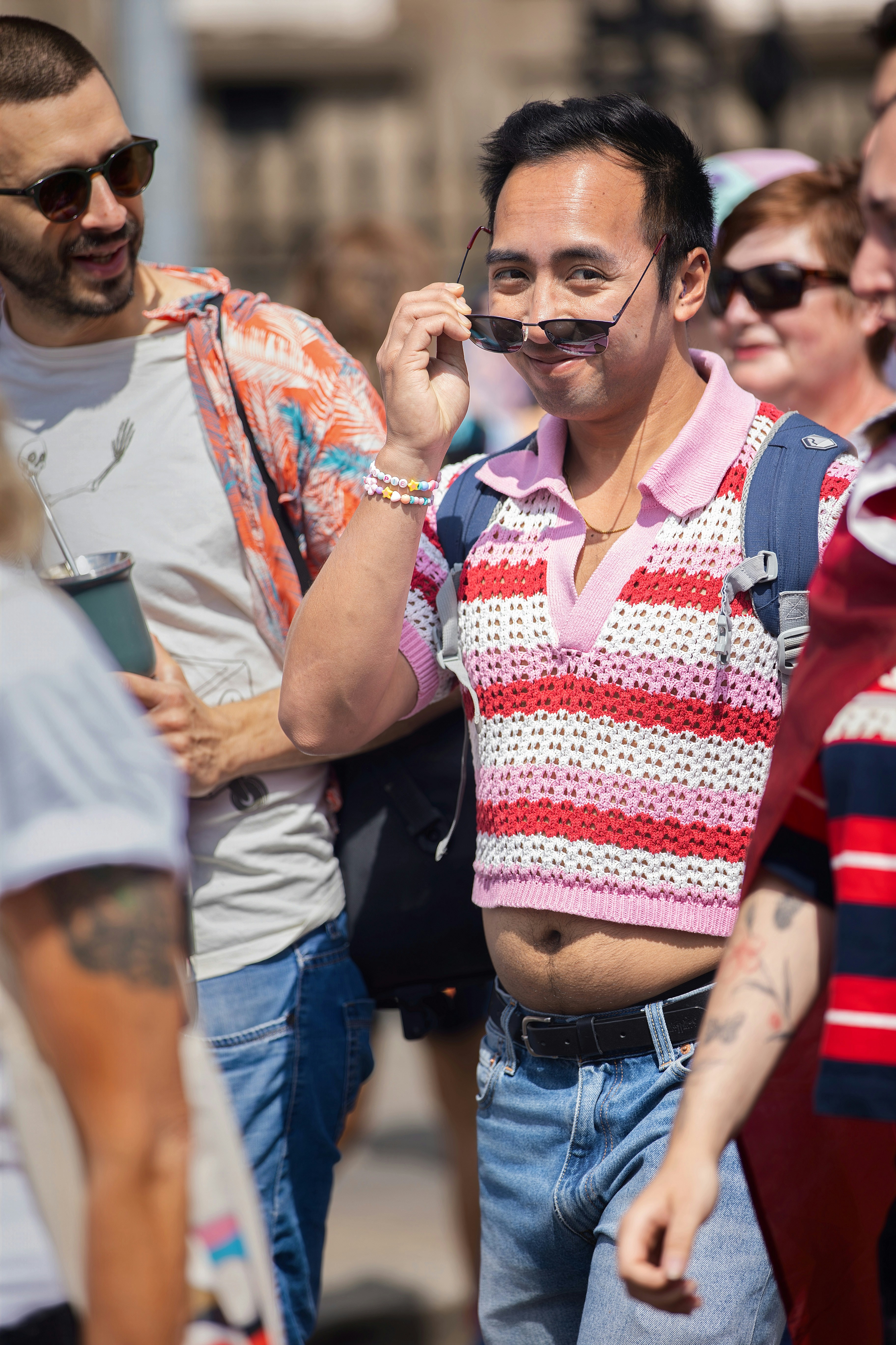 Confident Smile and Sunglasses: Casual Street Portrait