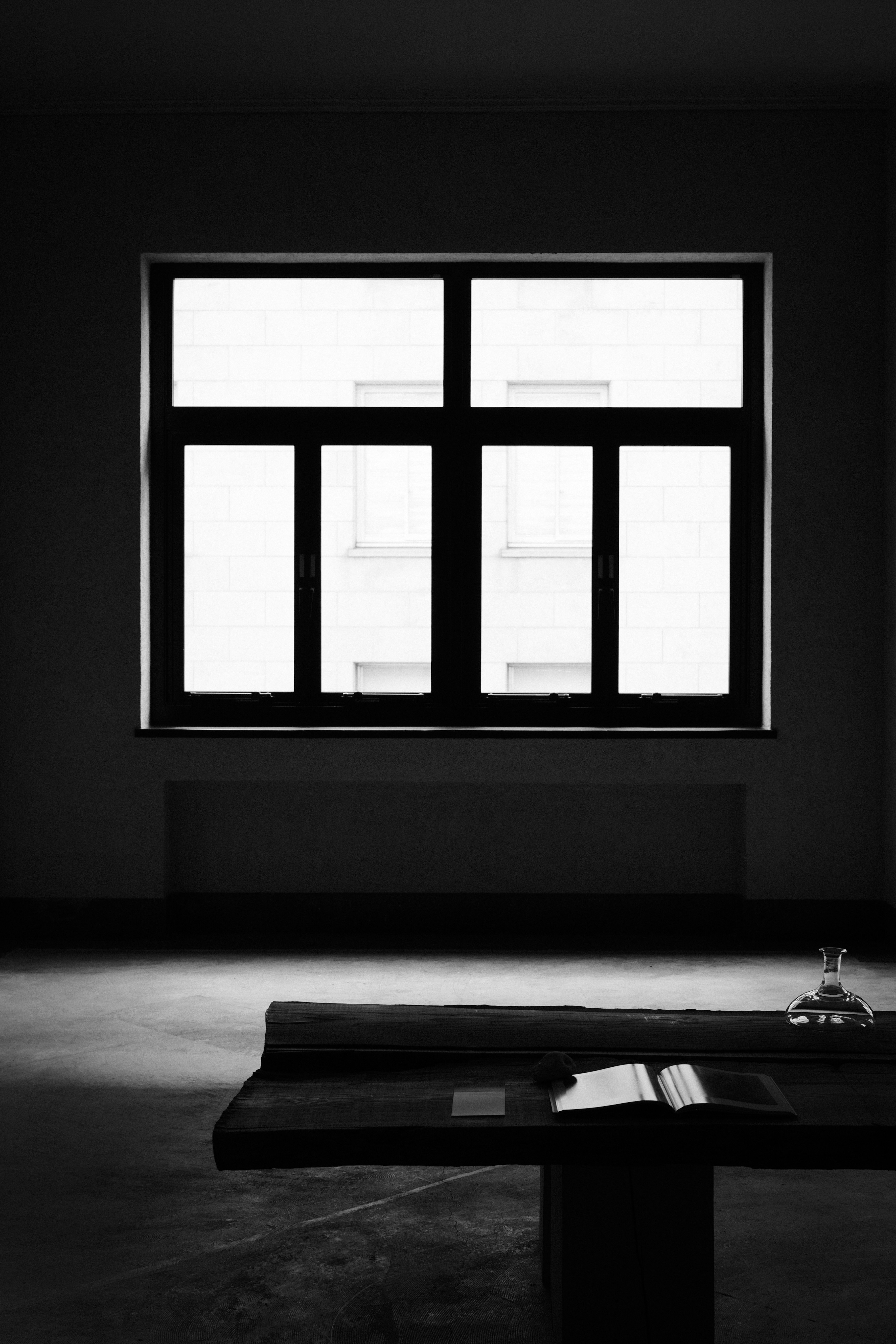 Quiet Studio Window: Geometry and Shadow in Monochrome