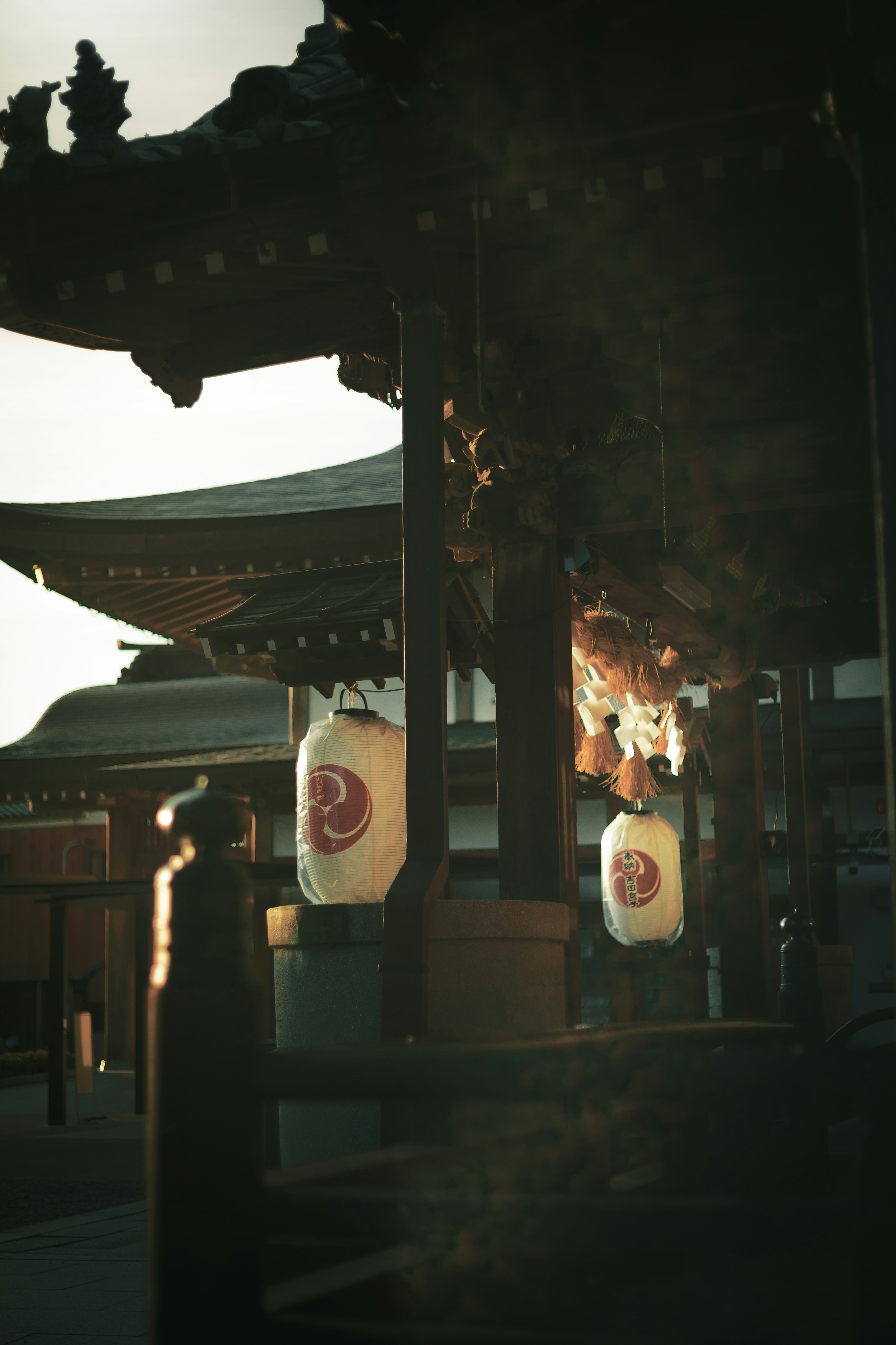 Lantern-lit Shrine Corridor at Dusk