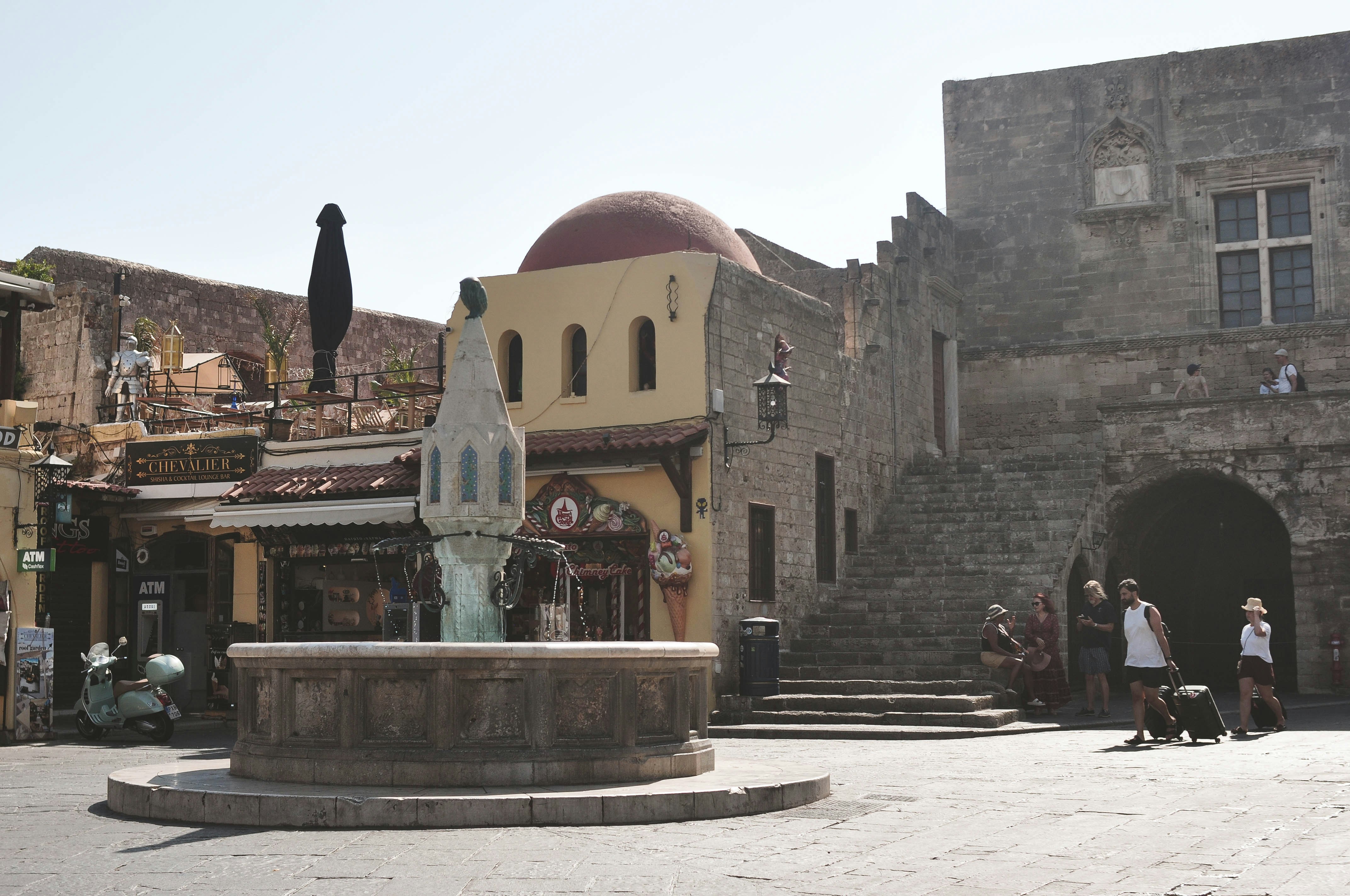 Central Fountain at a Sunlit Town Square
