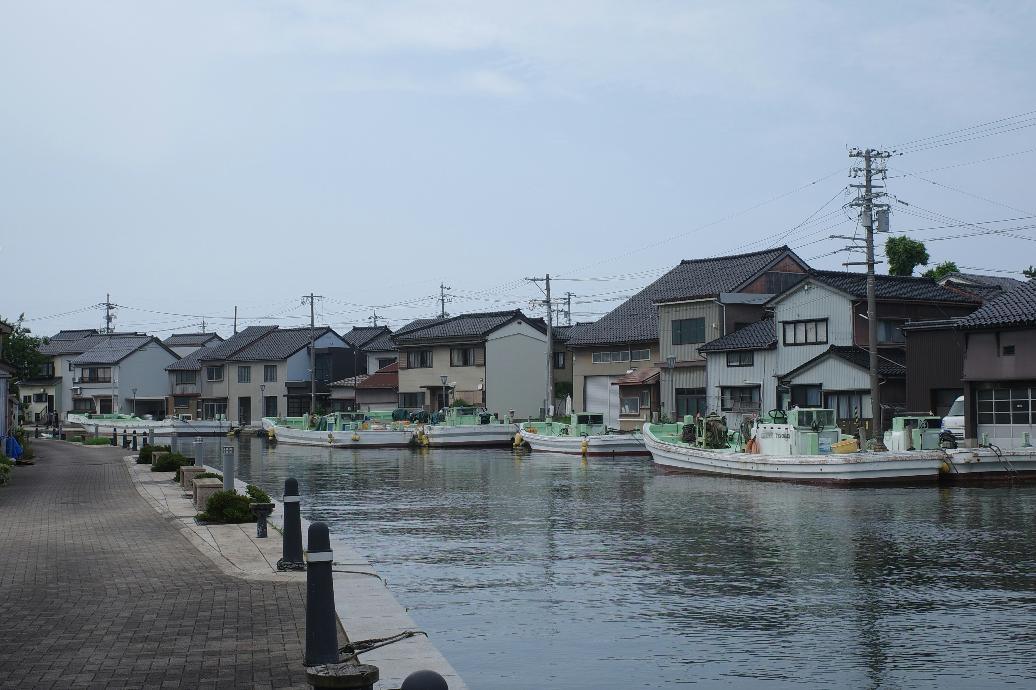 Harbor Street of Quiet Boats and Waterfront Homes