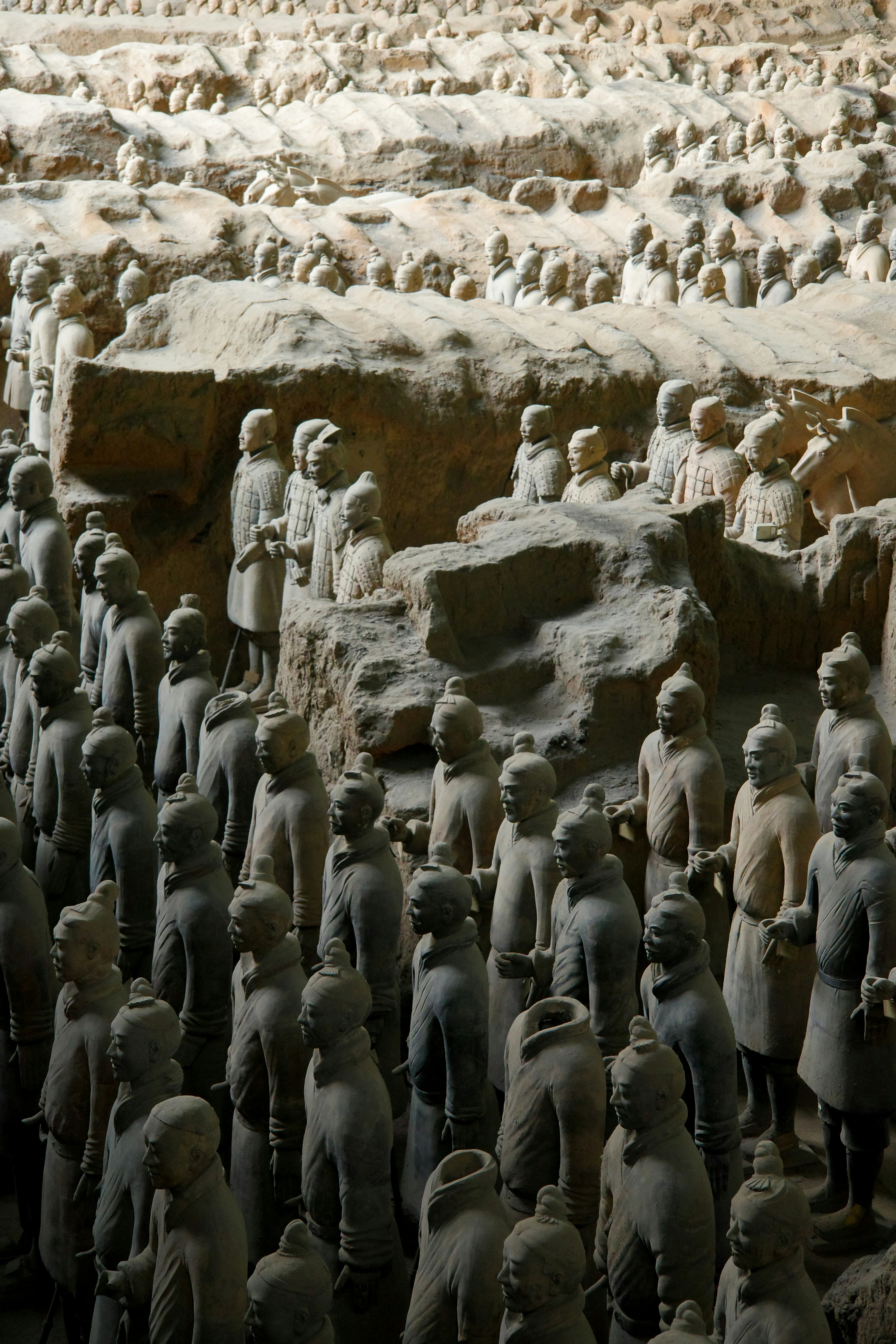 Rows of Silent Warriors: Terracotta Army Emerging from the Earthen Tomb