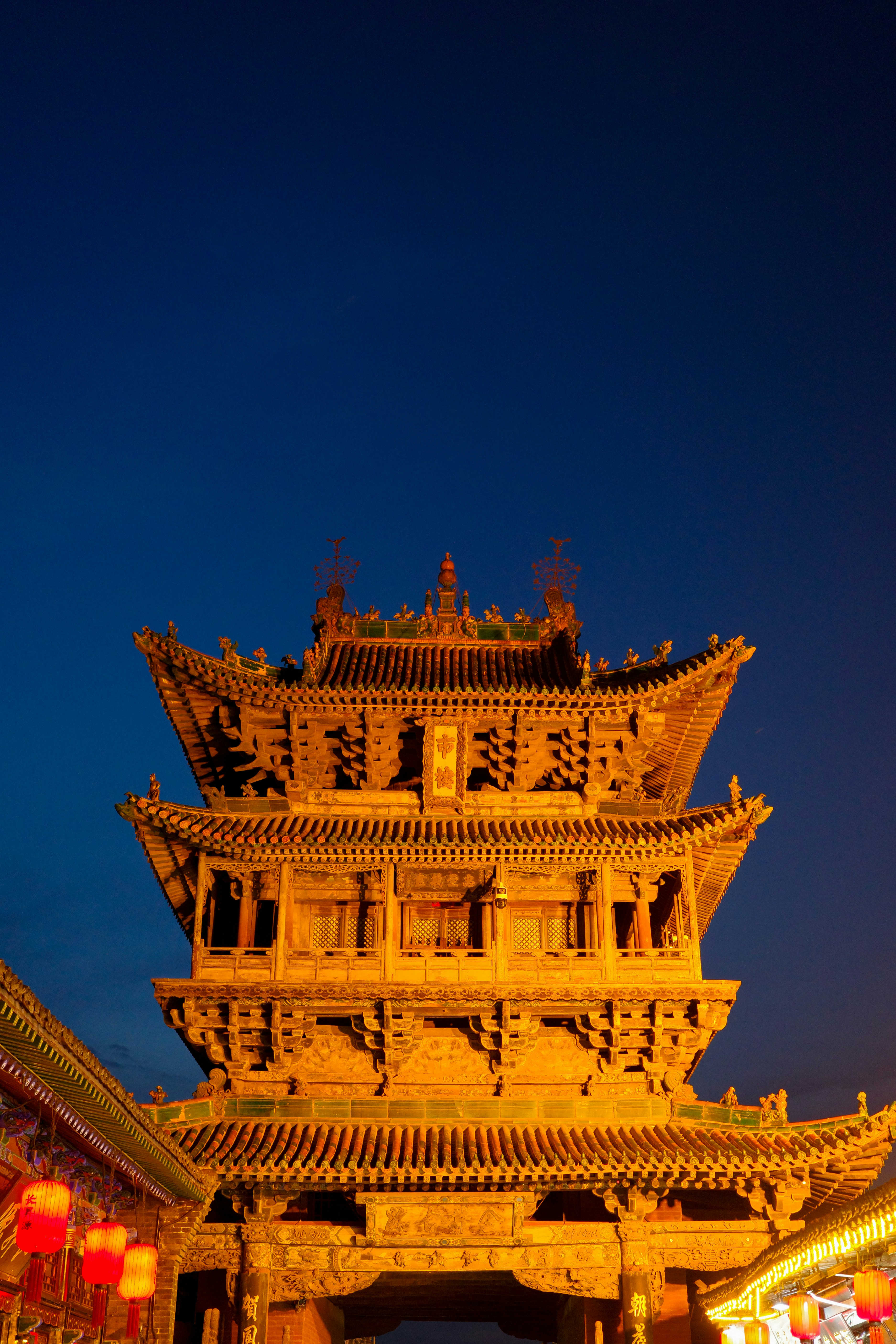Lanterned Pagoda Beneath a Night Sky