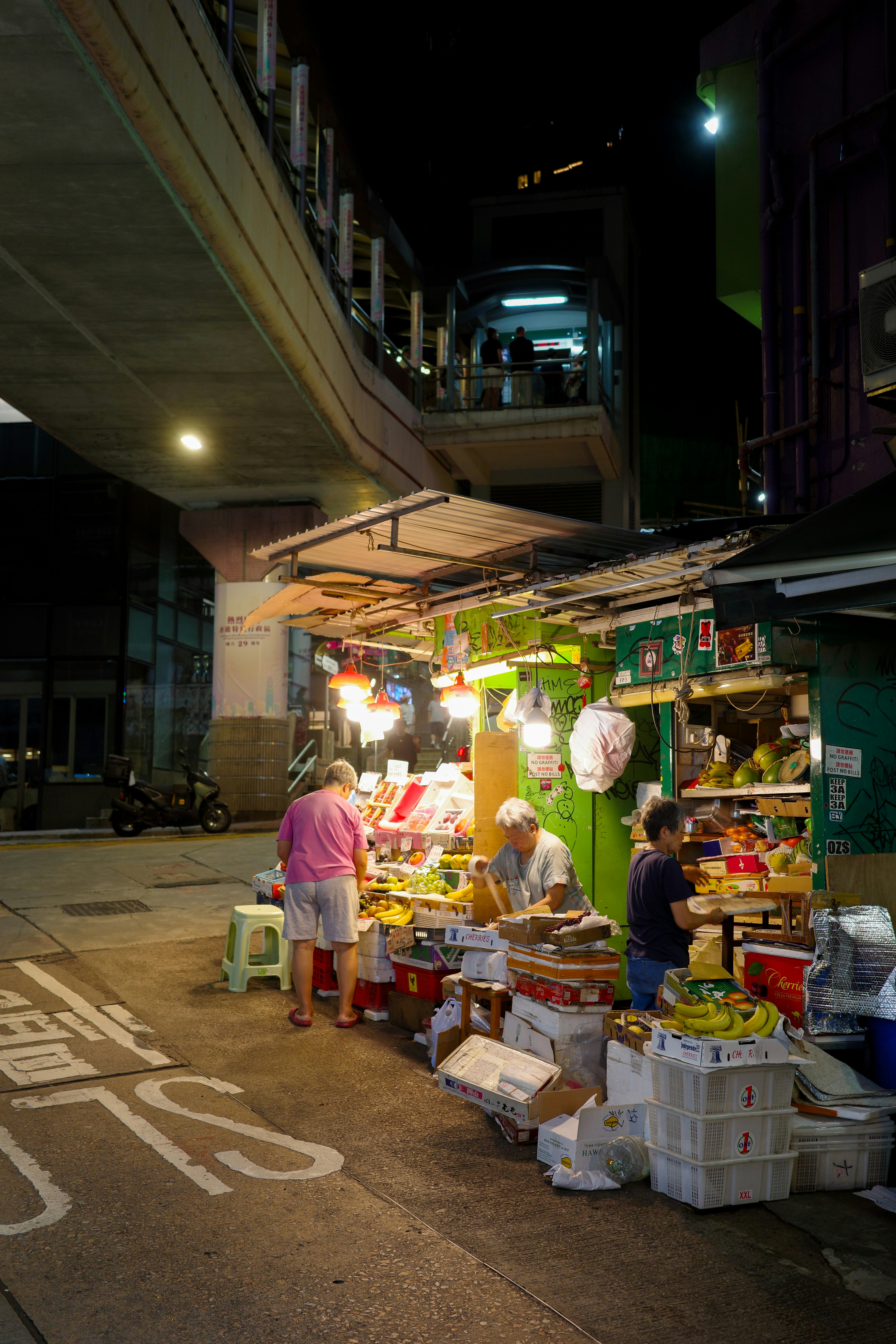 Night Market Stall Busiest Moment under Neon Glow