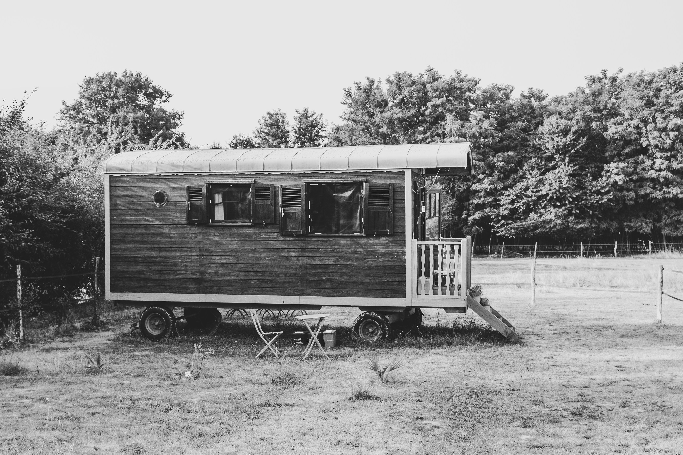 Humble Caravan in a Quiet Meadow