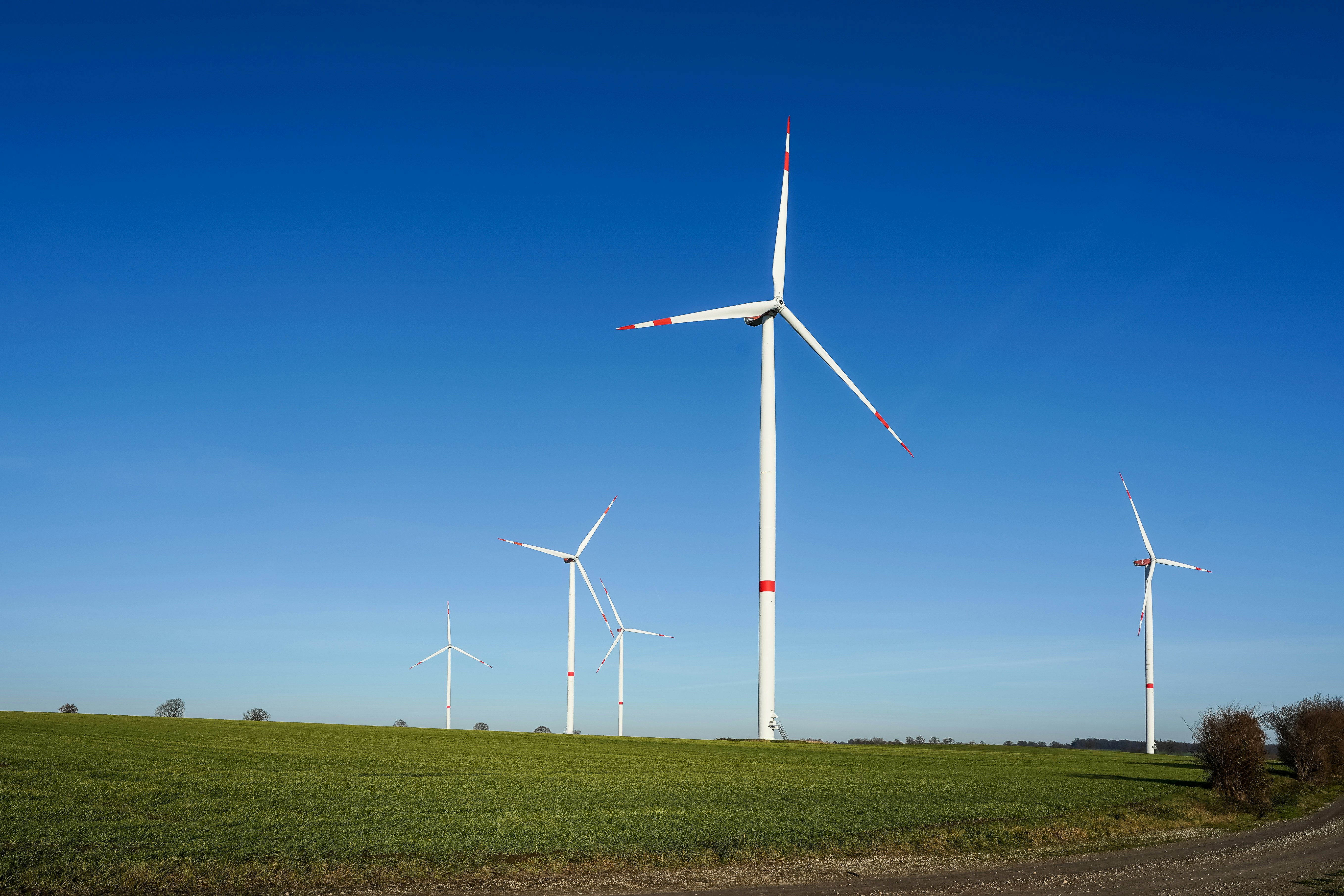 Wind Turbines Under a Plein Blue Sky