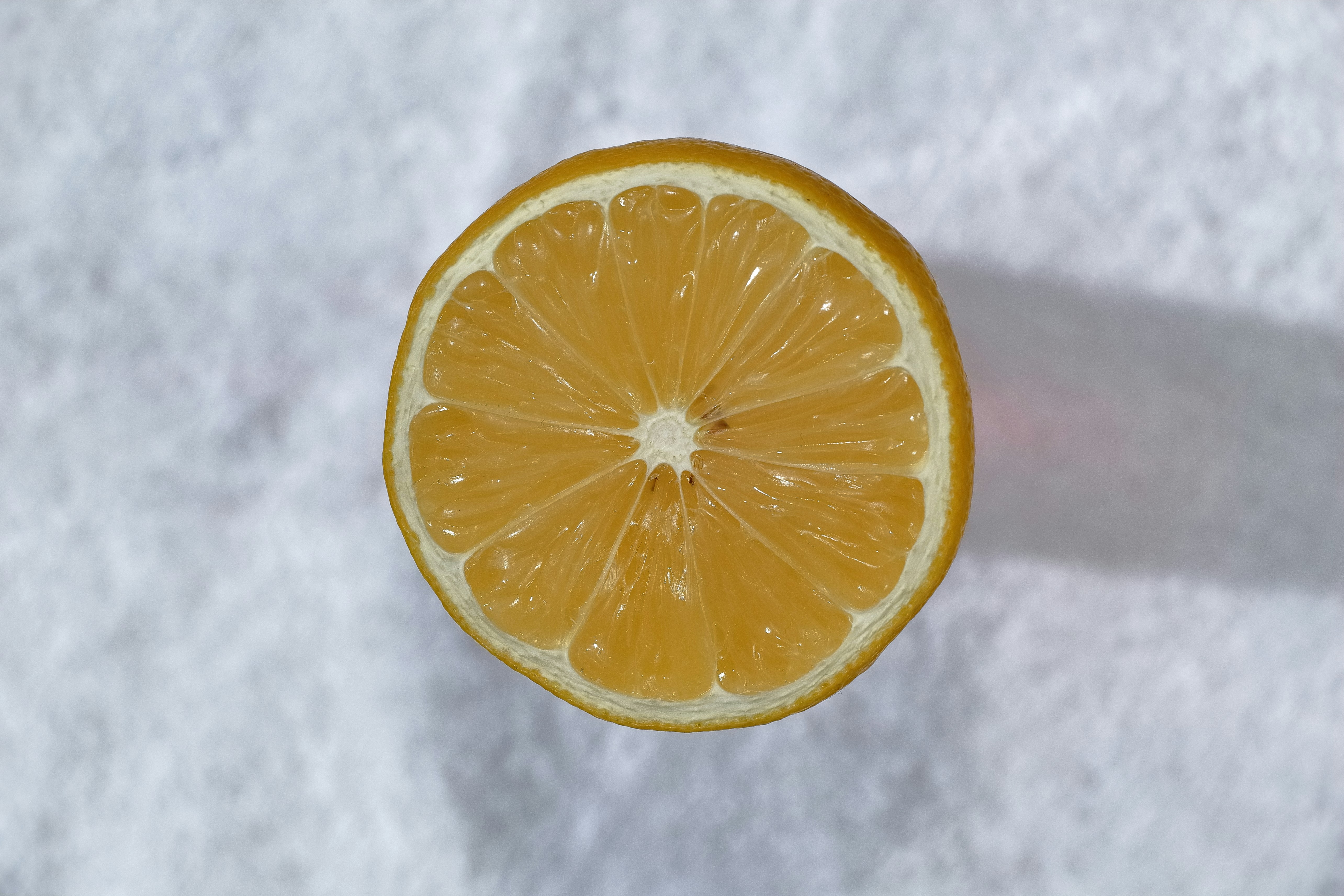 Central Citrus: A Lemon Halved on Crisp Snow
