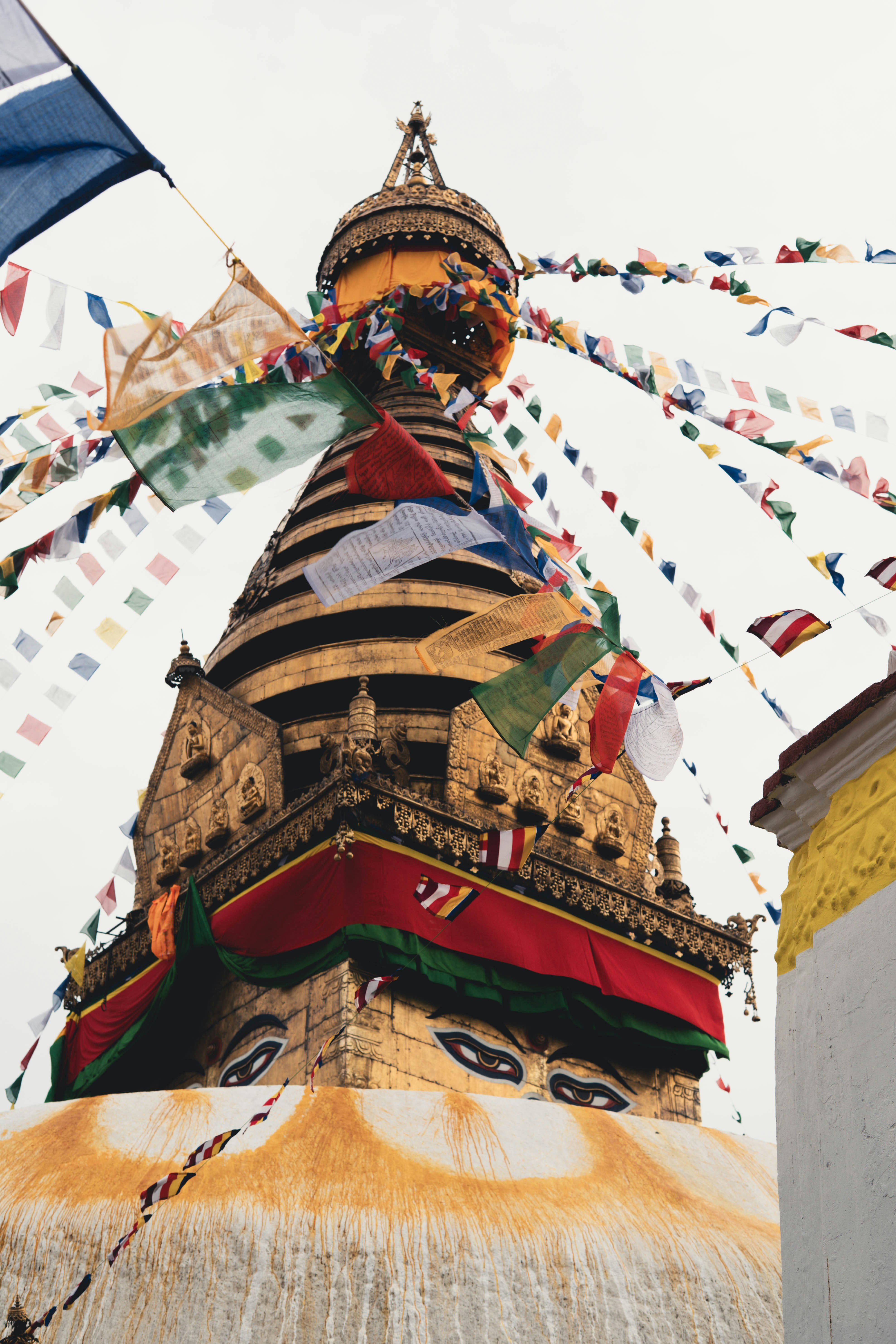 Prayer Flag Panorama: The Stupa Crowned in Color