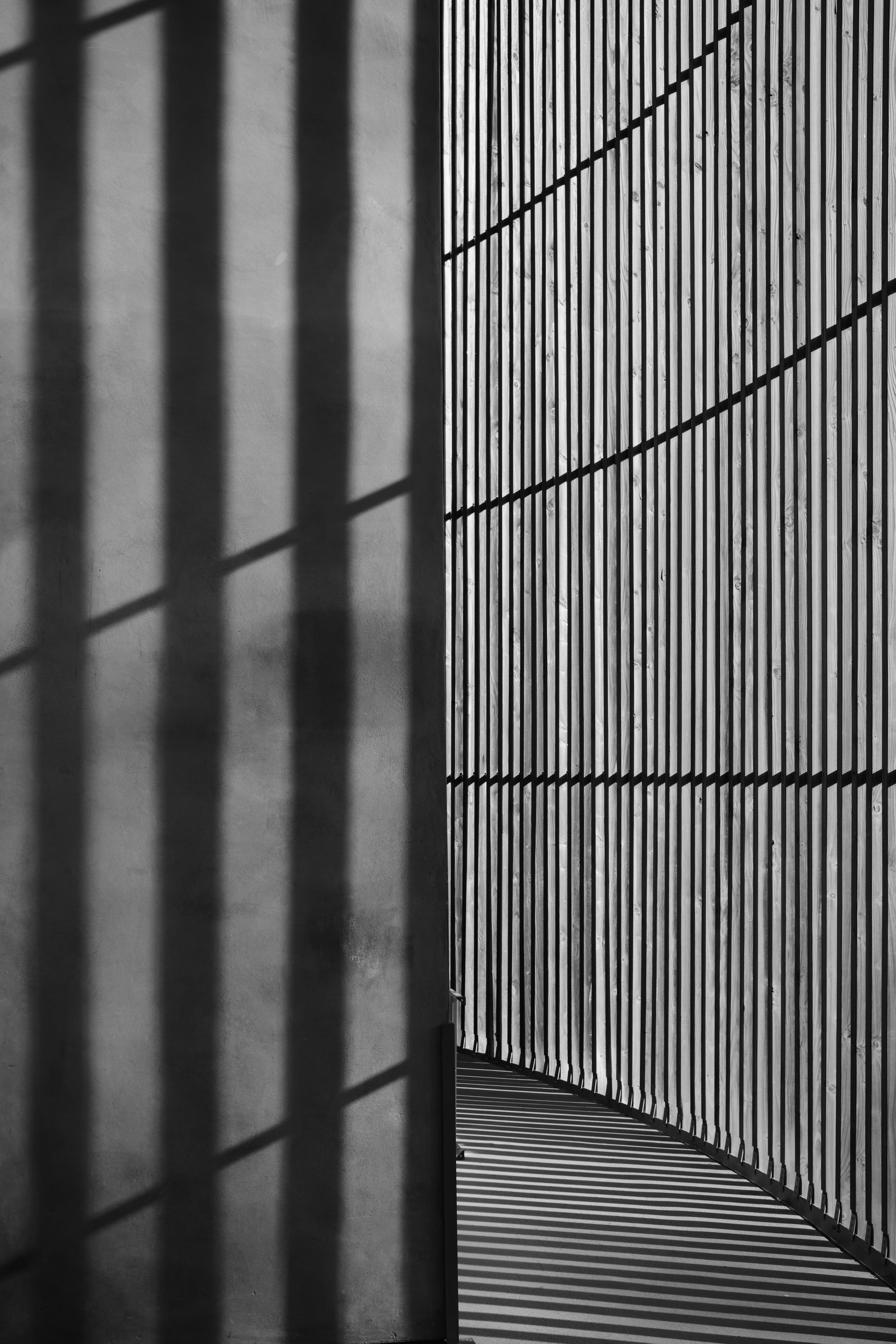 Crosshatched Passage: Vertical Slats and Shaded Striping