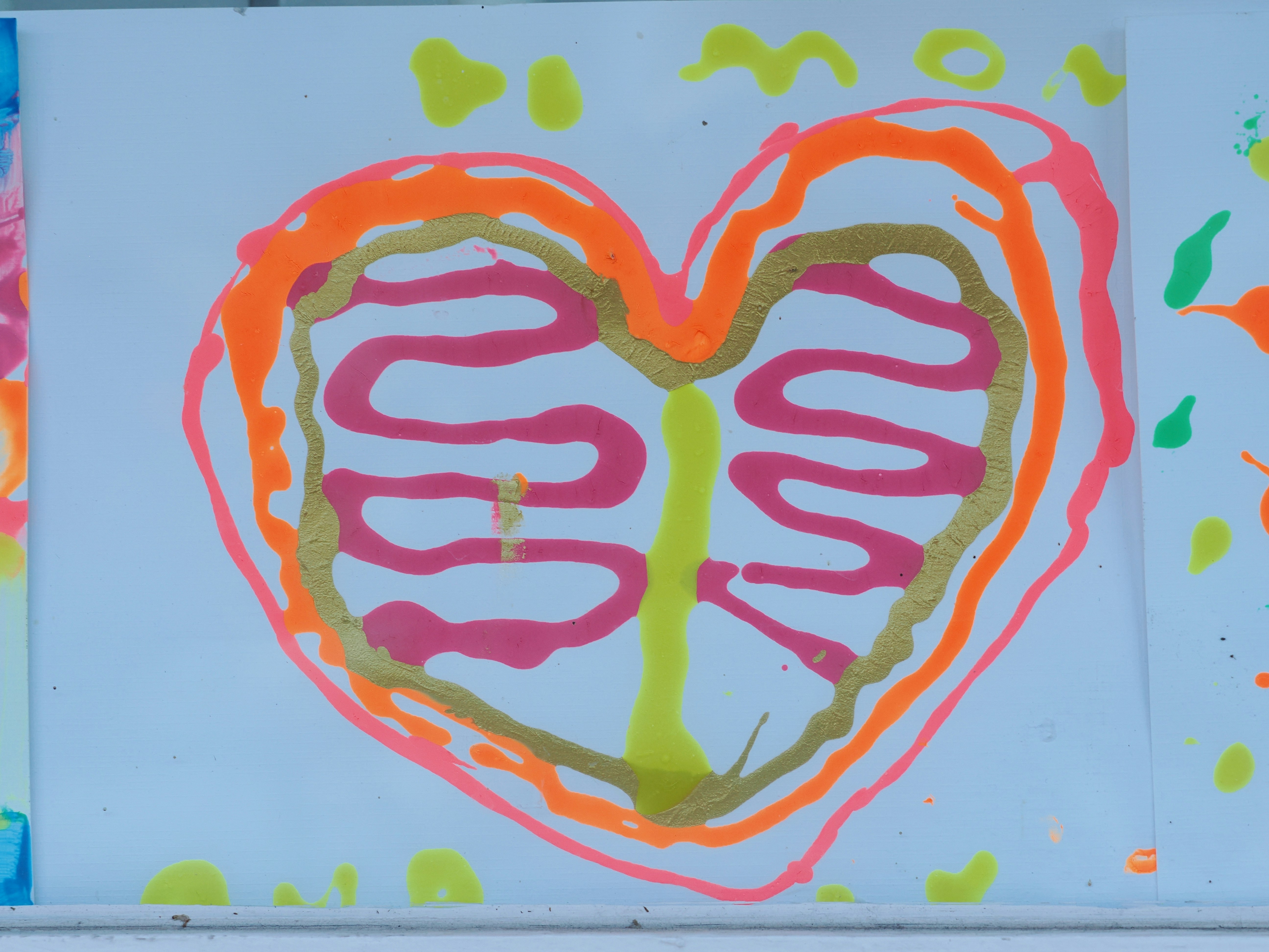 Colorful Heart Graffiti: Neon Pathway to Love