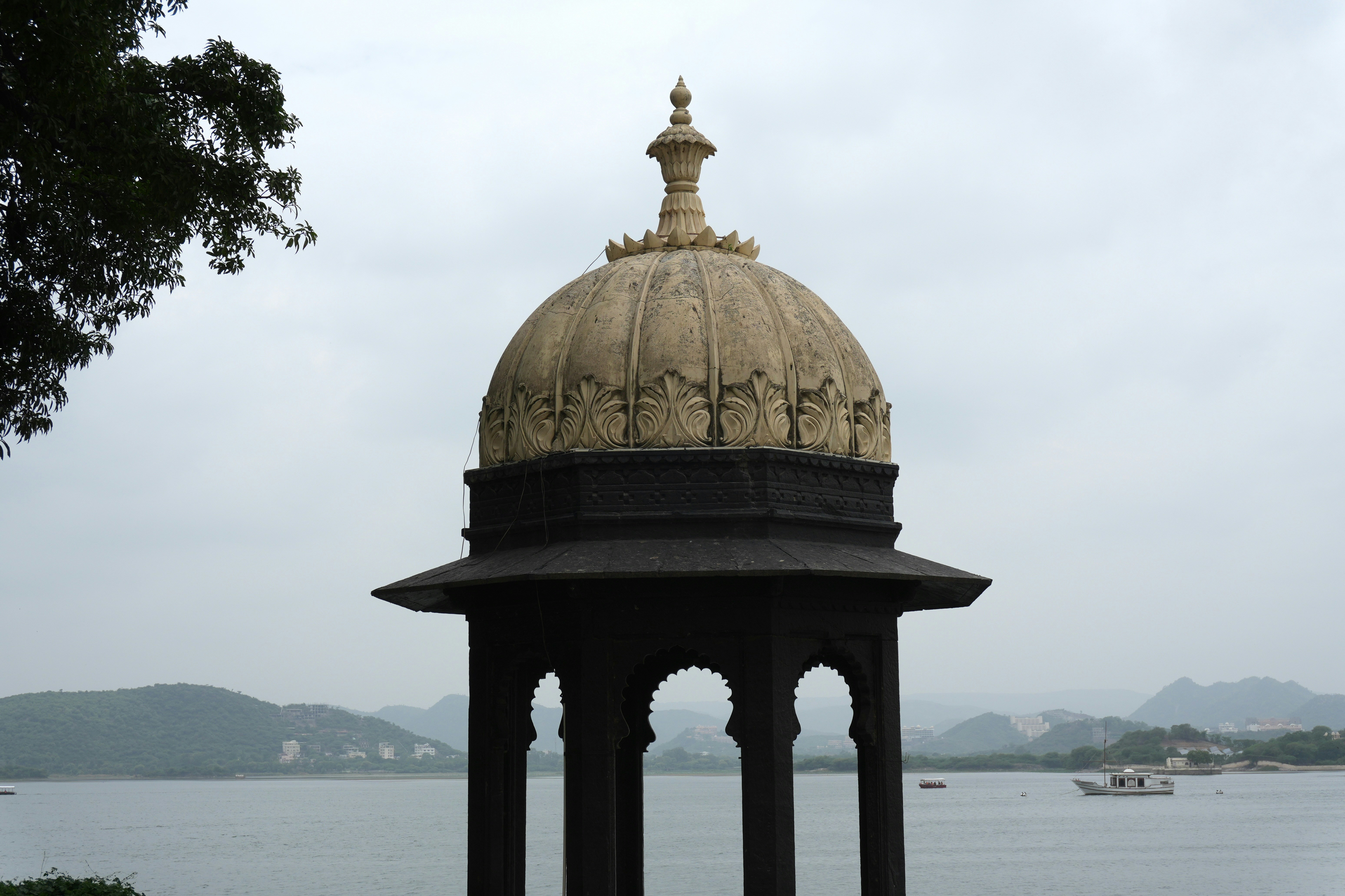 Granite Domed Shade: A Moorish Pavilion Overlooking a Misty Lake
