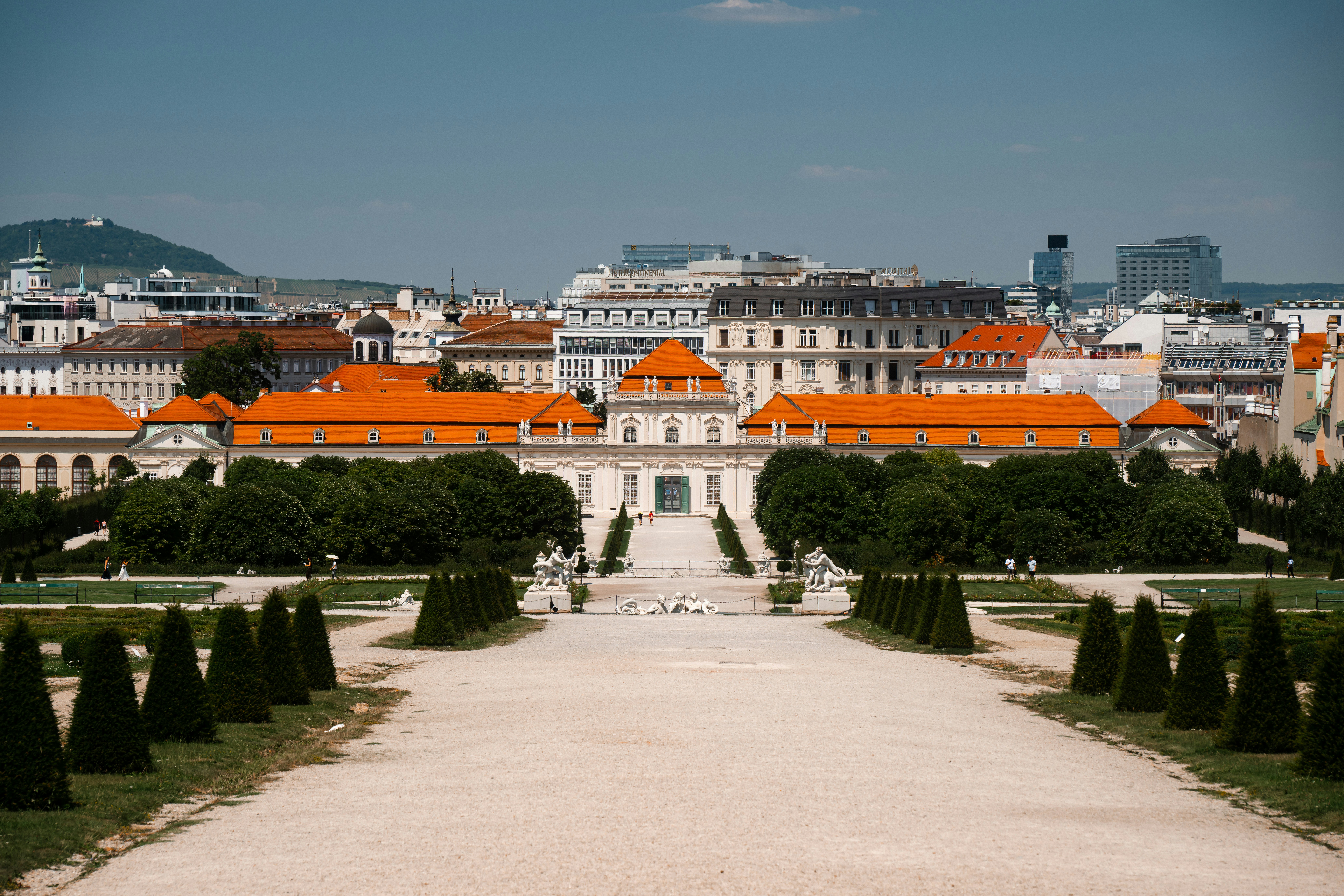 Symmetrical Palace Approach in Bright Afternoon