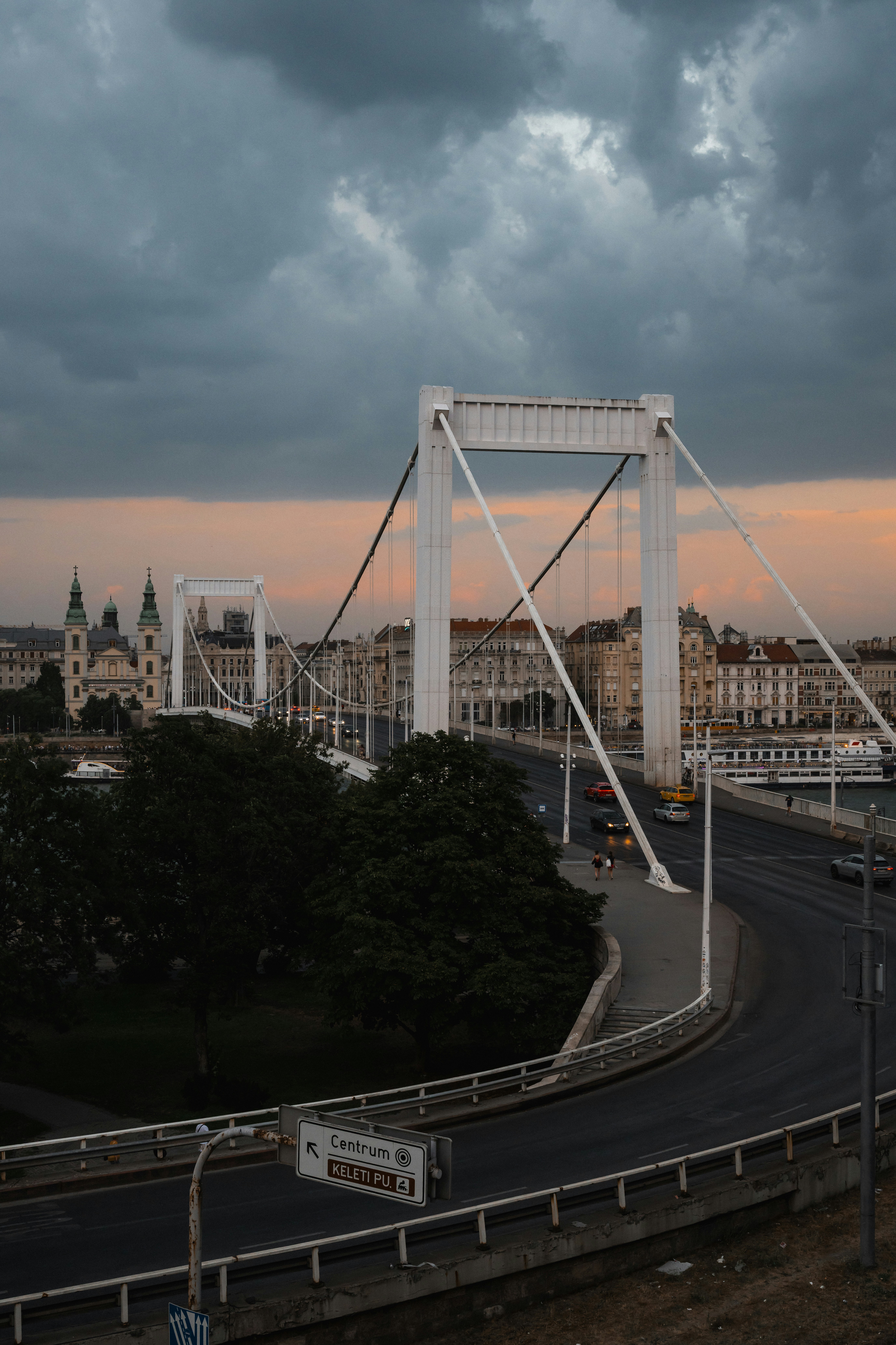 Suspended River Crossing at Sunset