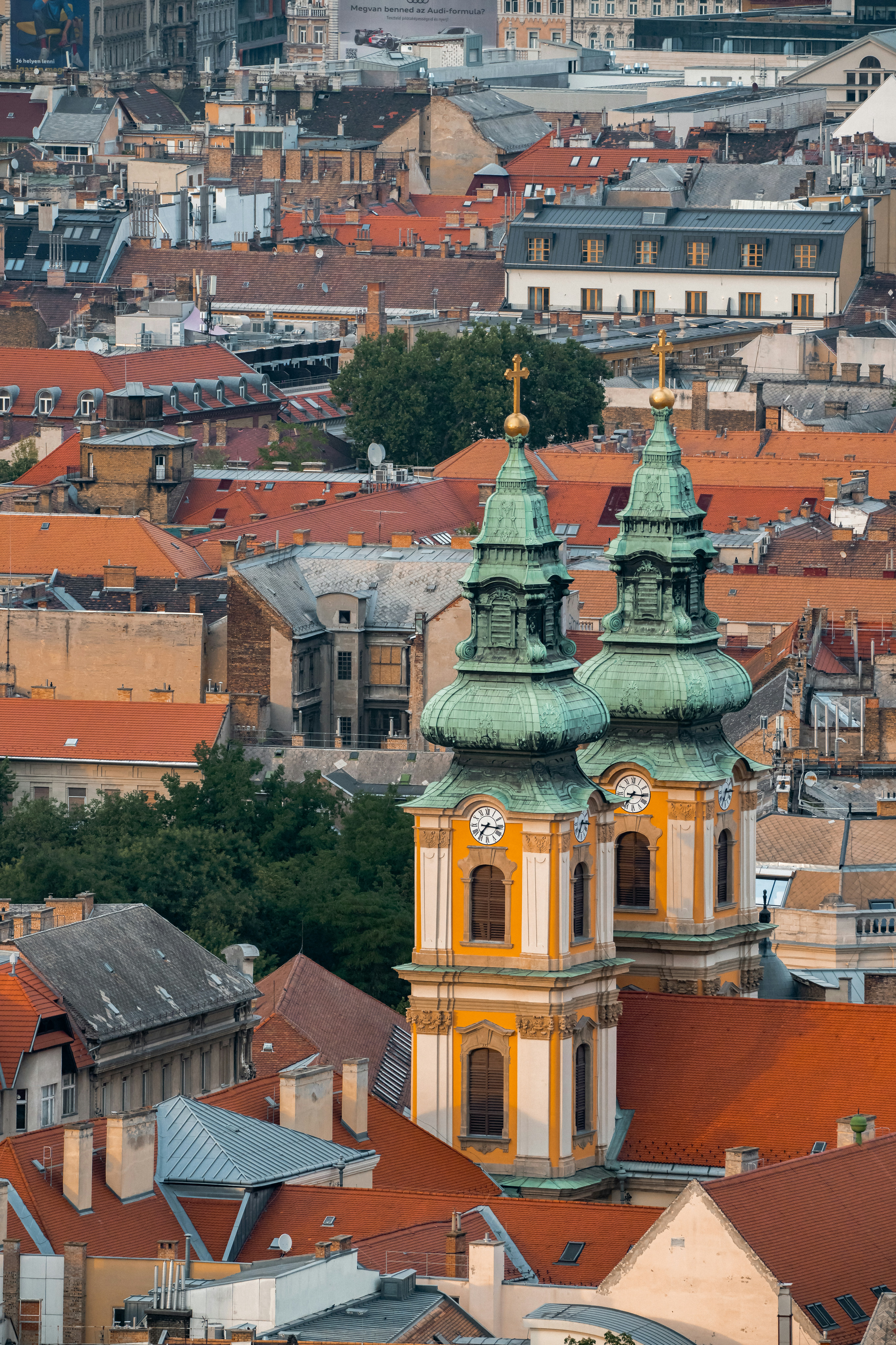 Twin Domes and Rooftop Cityscape
