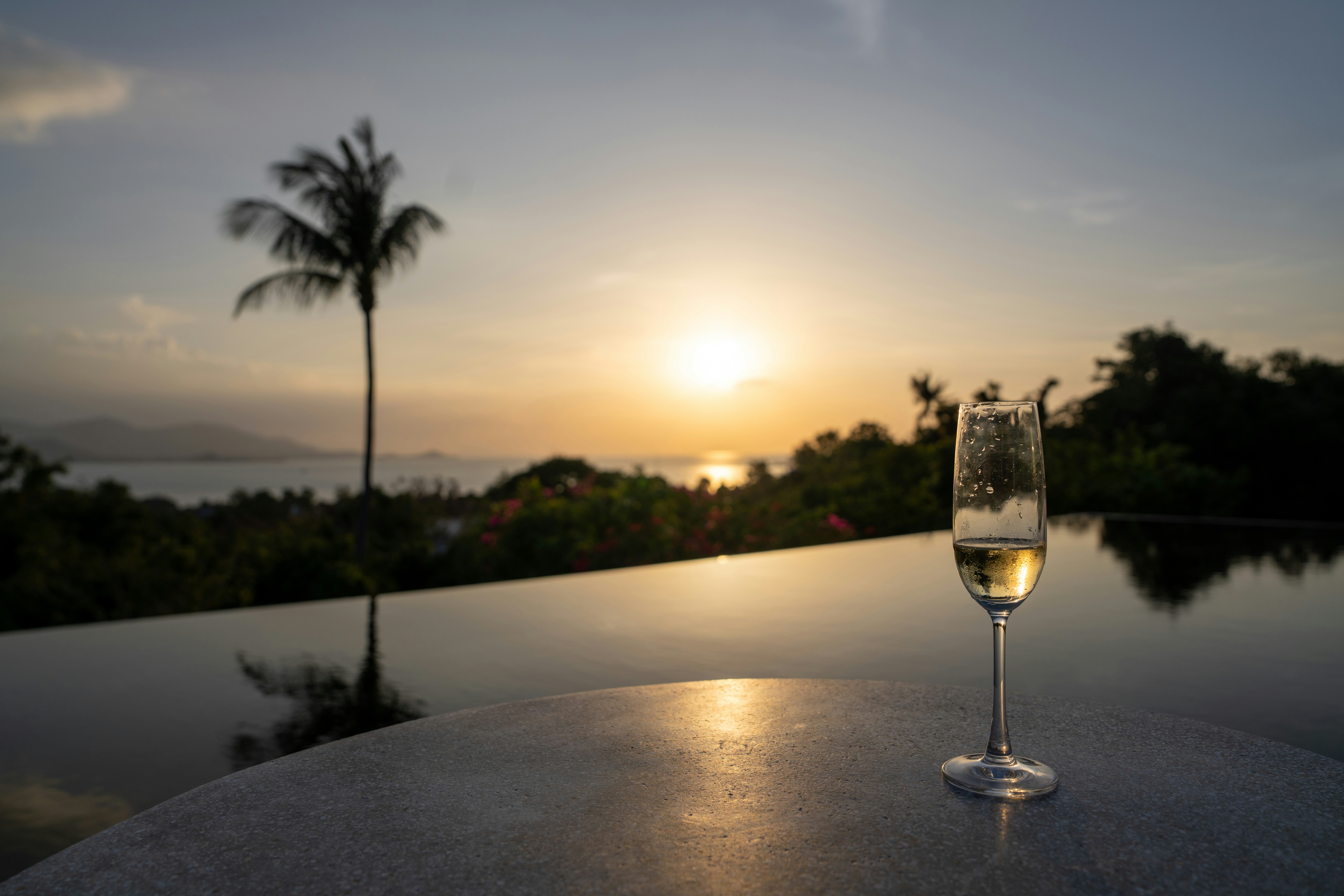 Glass of Sunset on a Quiet Terrace