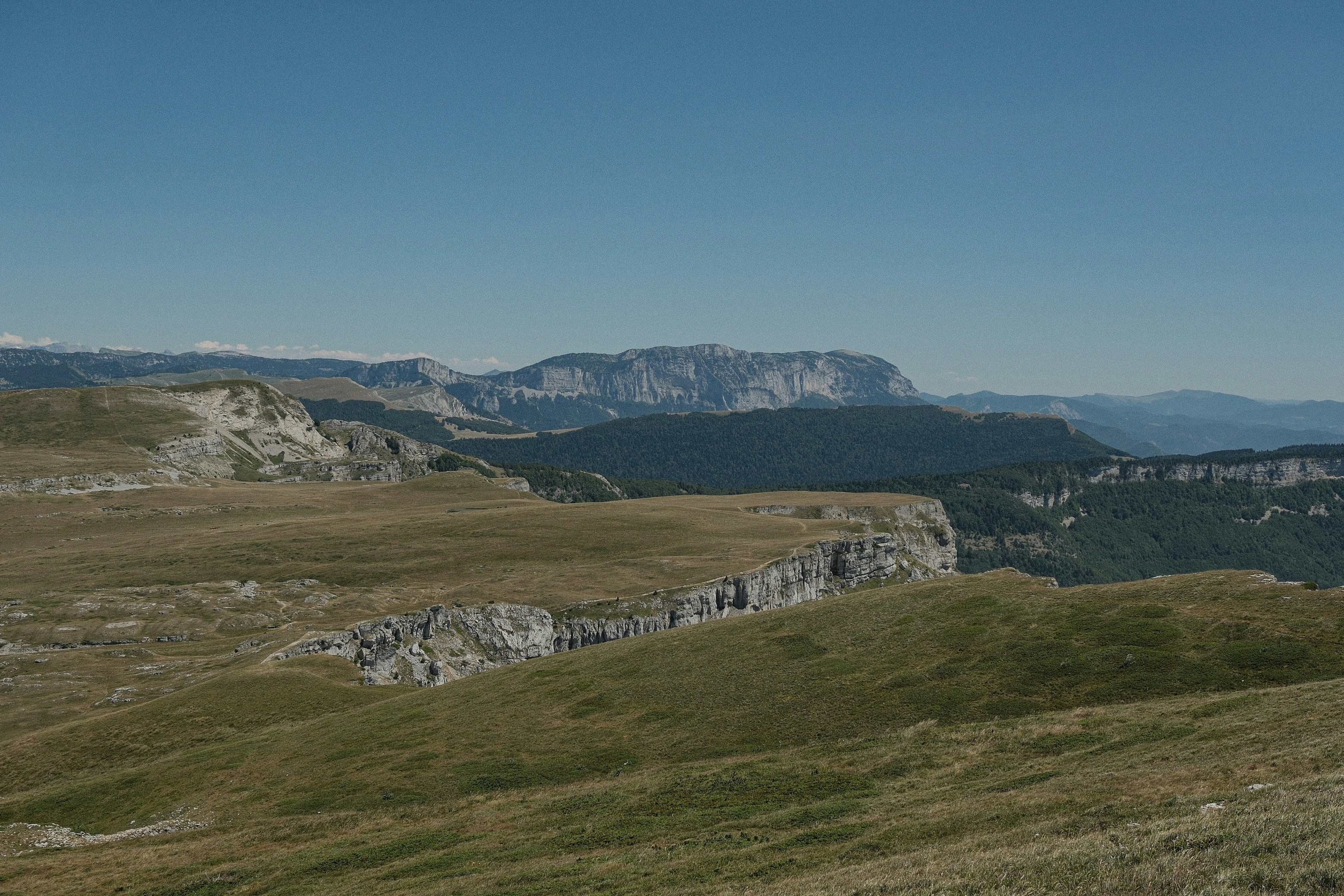 Rocky ridge and endless blue horizon