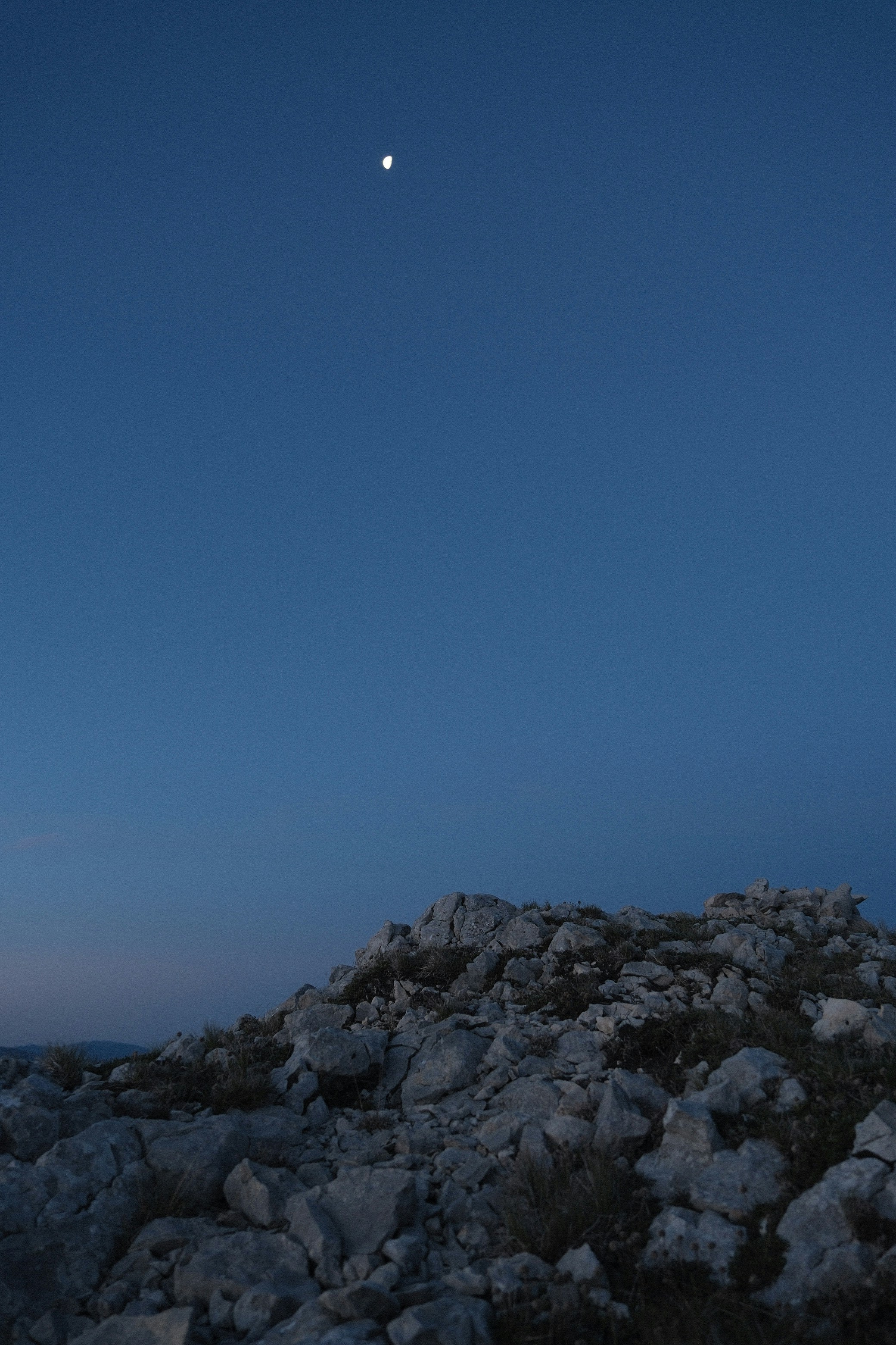 Quiet Moon over Rugged Ridge at Blue Hour