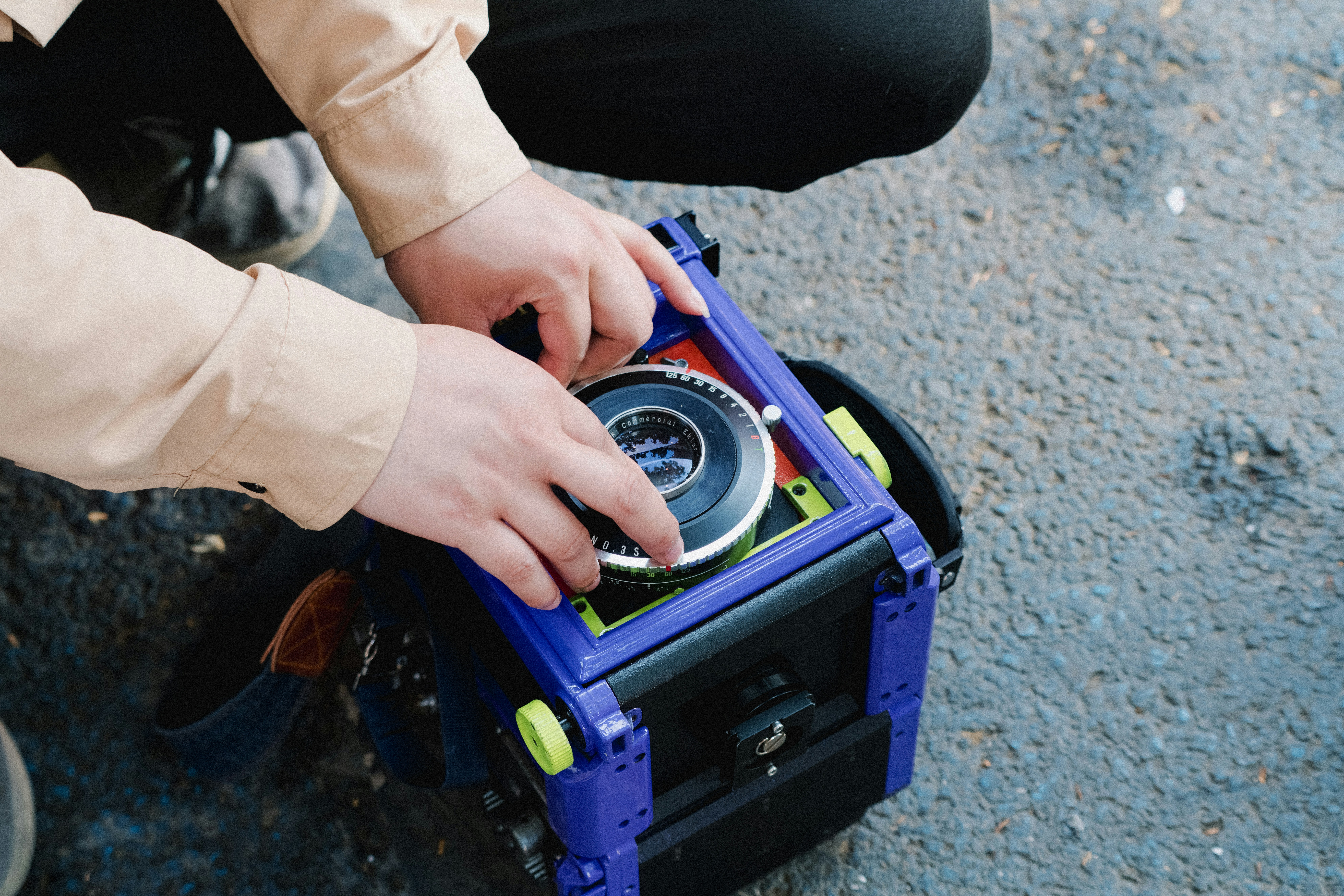 Hands-On Calibration: Close-Up of a User Operating a Portable Survey Instrument