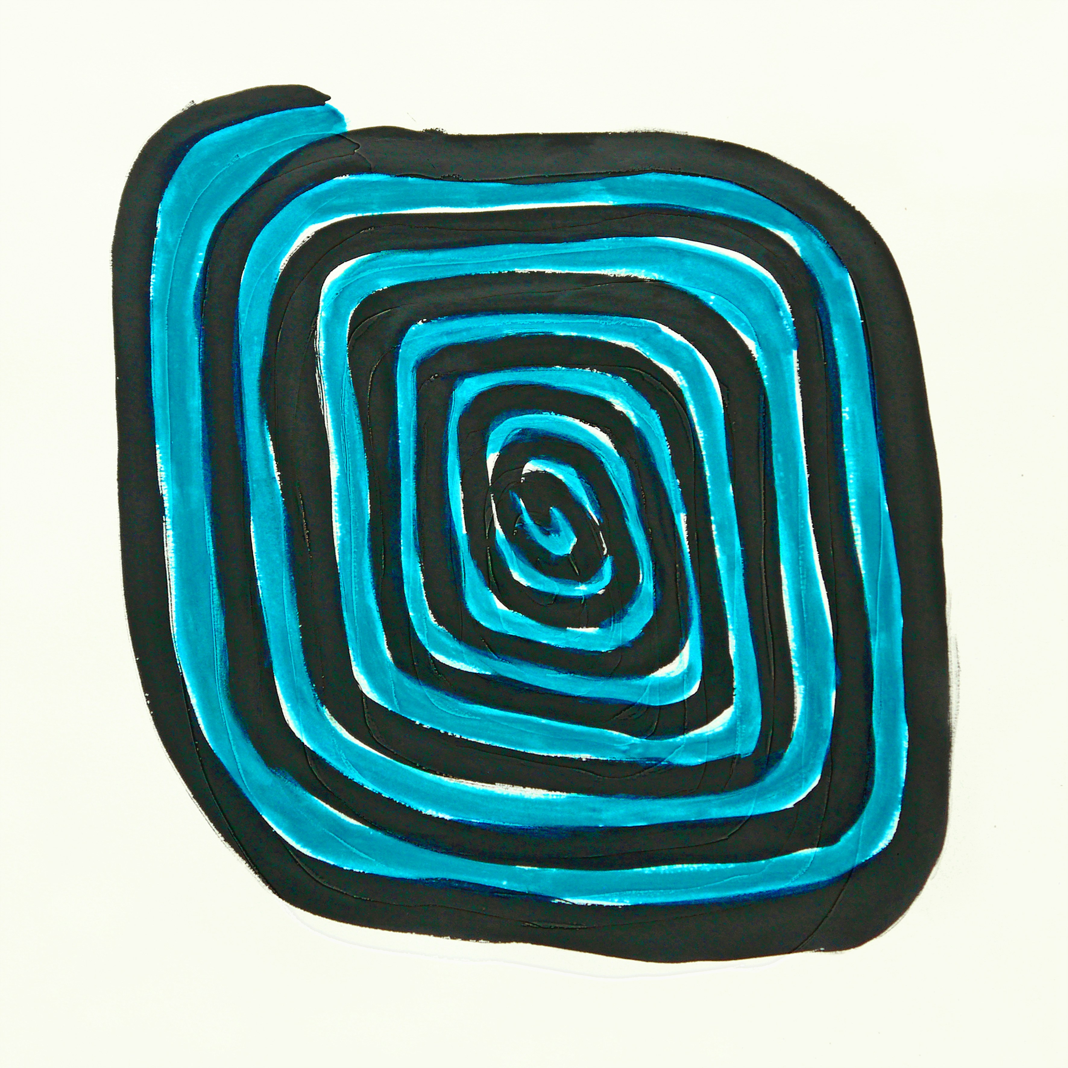 Concentric Azure Spiral: A Hand-Drawn Blue-on-Black Abstract