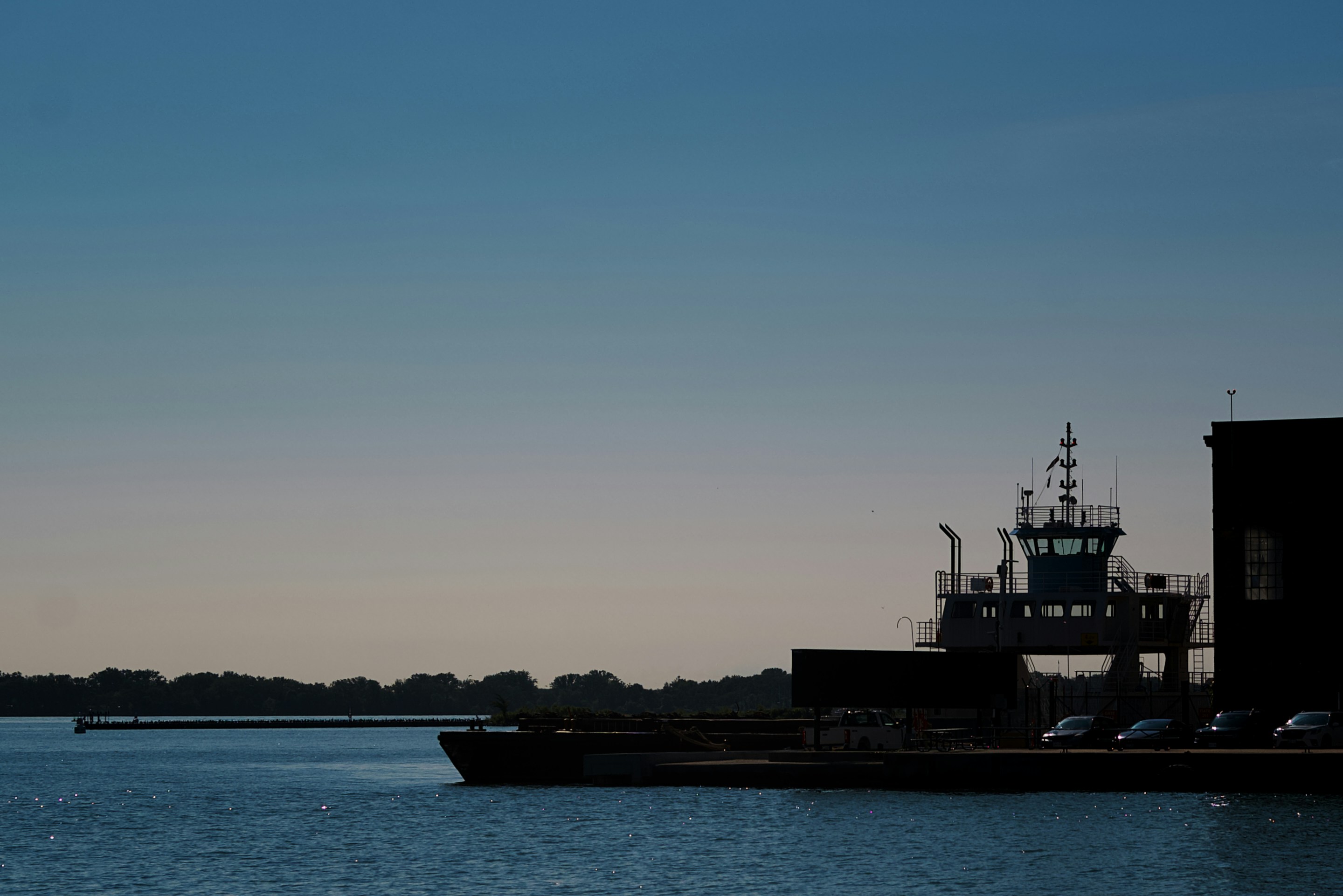 Harbor Silhouette at Dusk: A Quiet Port by the Water