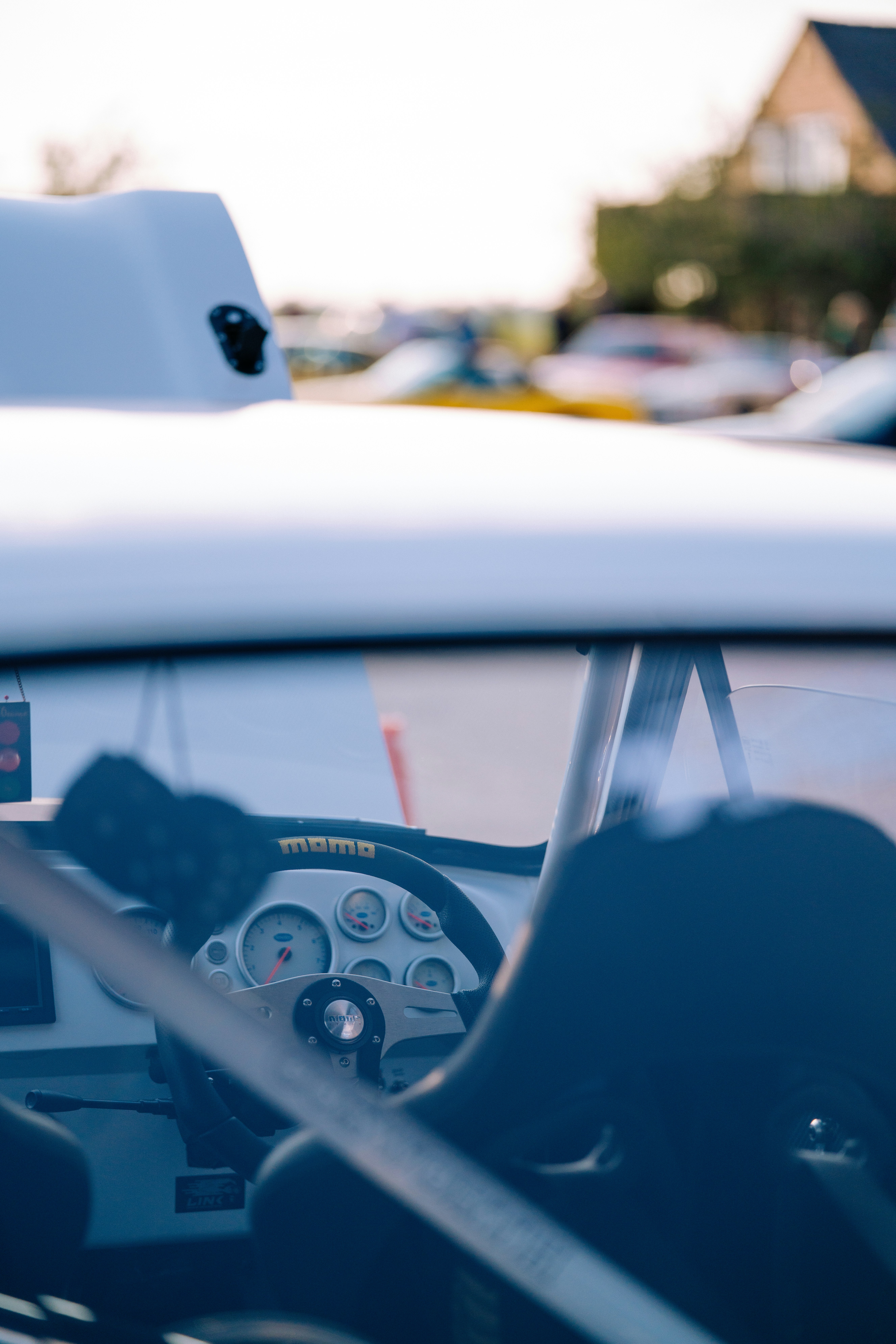 Cockpit Focus: Classic Dash and Steering in Soft Afternoon Light
